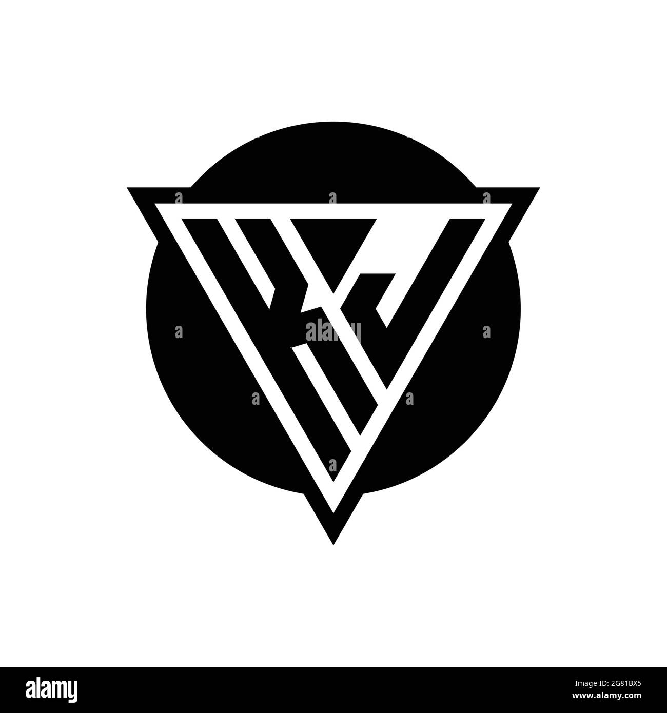 KJ logo with negative space triangle and circle shape design template ...
