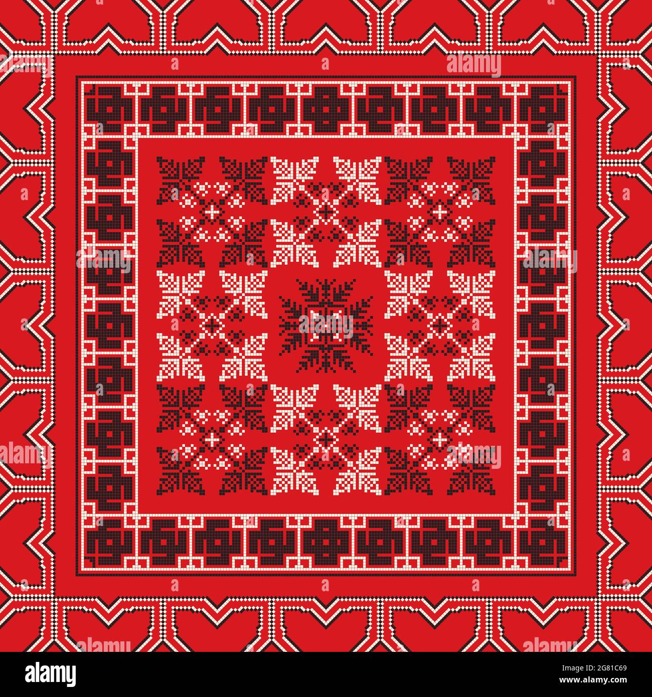 Decorative repeating pattern inspired by traditional Russian embroidery ...