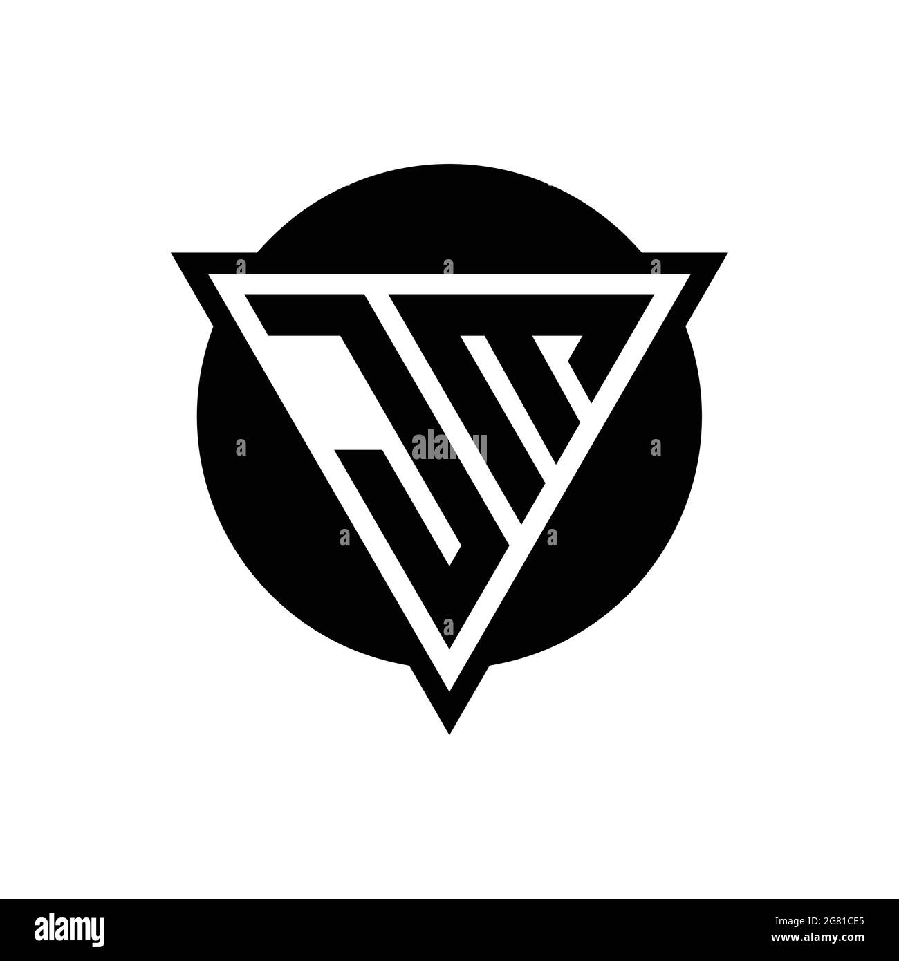 JM logo with negative space triangle and circle shape design template isolated on white ...