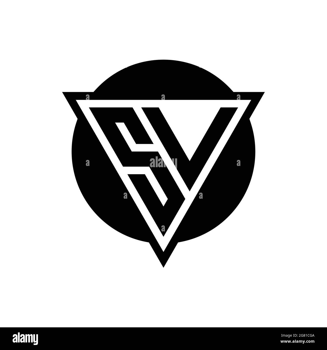 SV logo with negative space triangle and circle shape design template ...