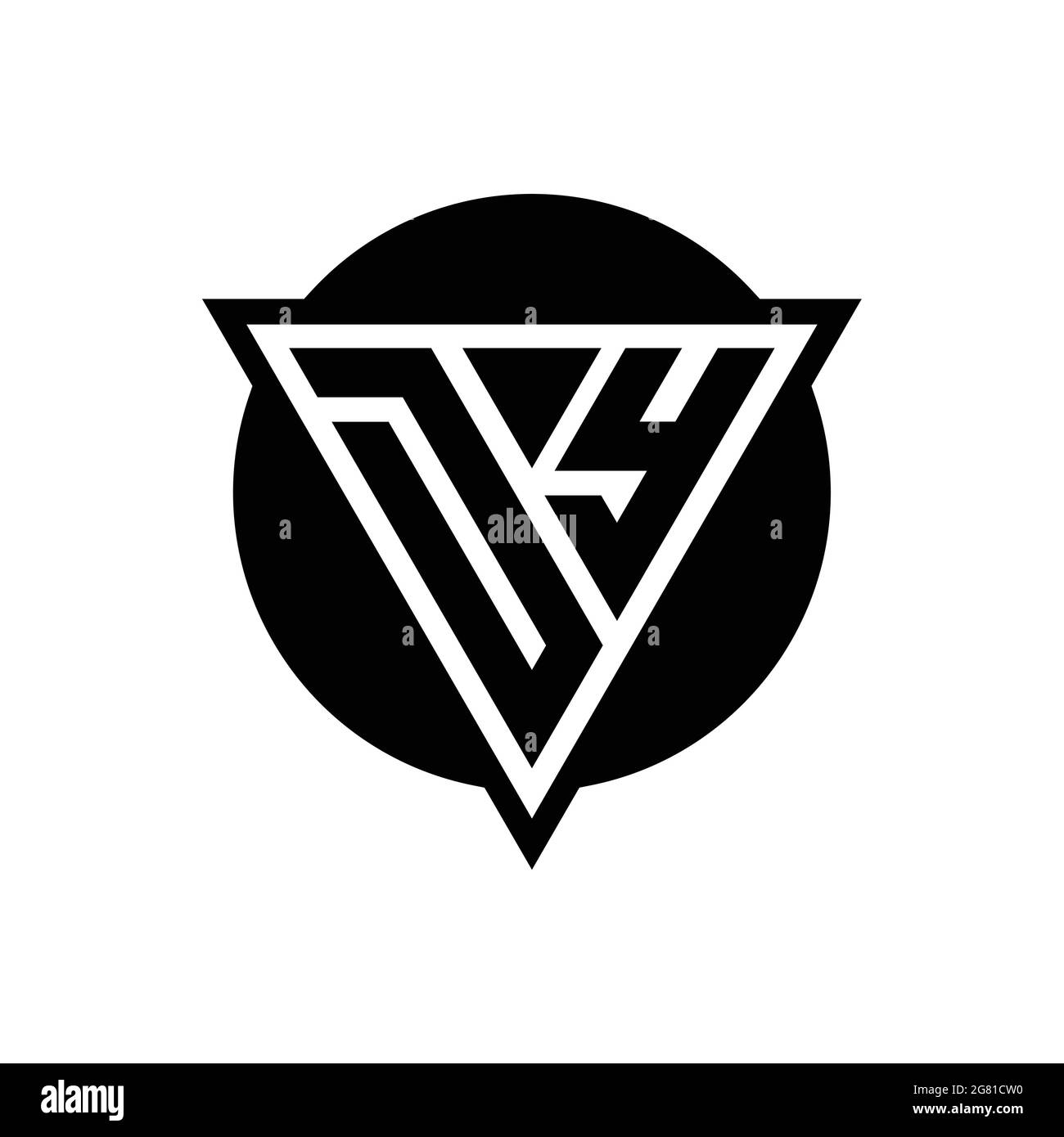 DY logo with negative space triangle and circle shape design template isolated on white ...