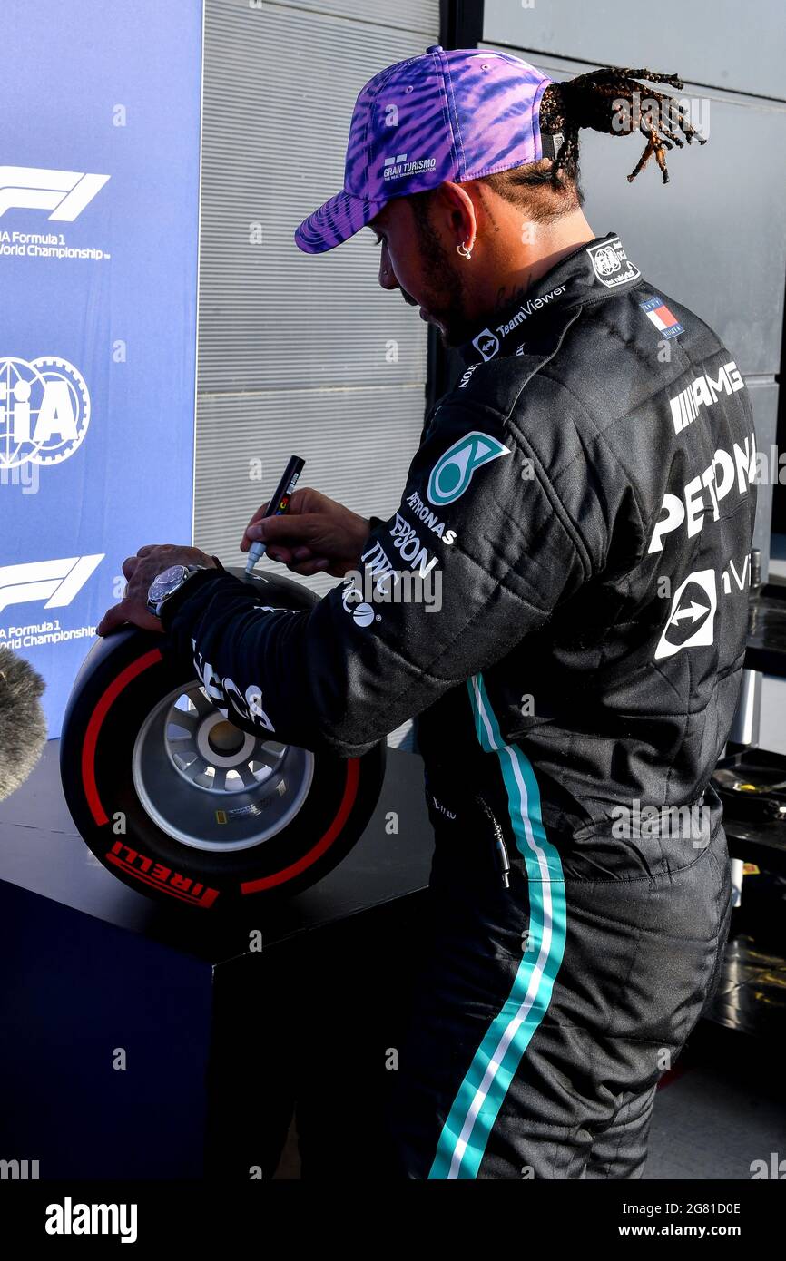 Silverstone, UK. 16th July, 2021. Lewis Hamilton (GBR) Mercedes AMG F1 ...