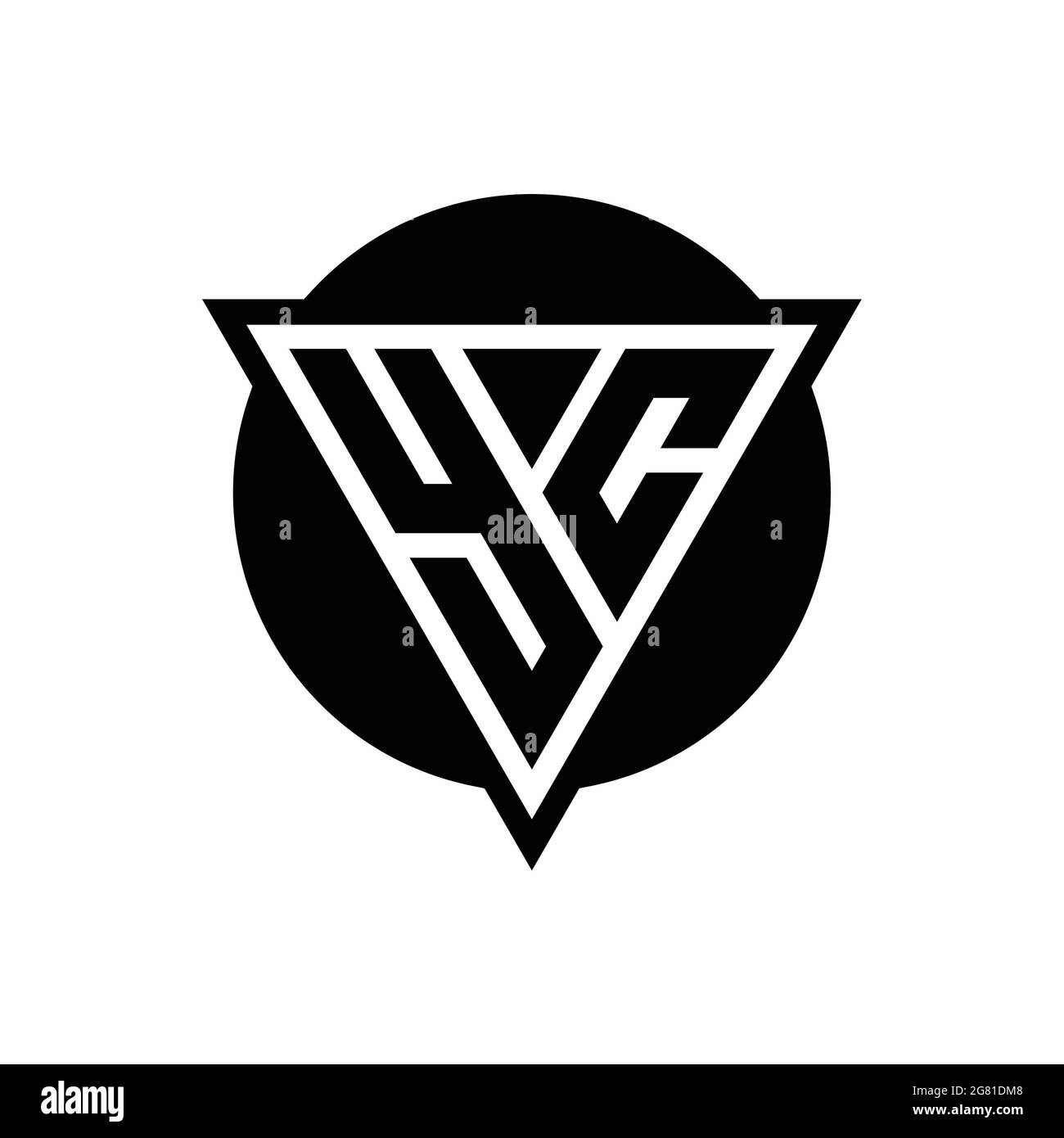 YC logo with negative space triangle and circle shape design template ...