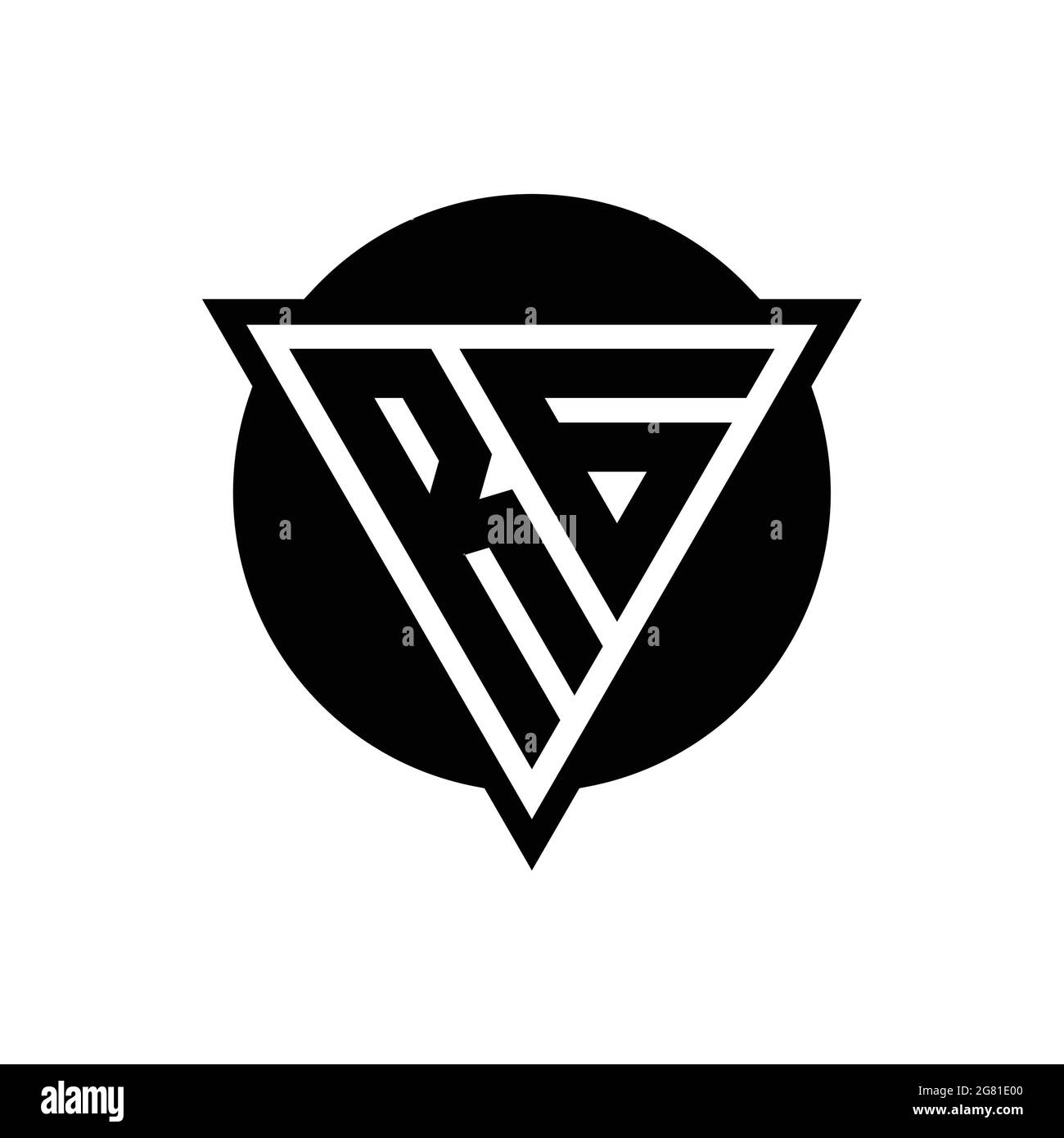 RG logo with negative space triangle and circle shape design template ...