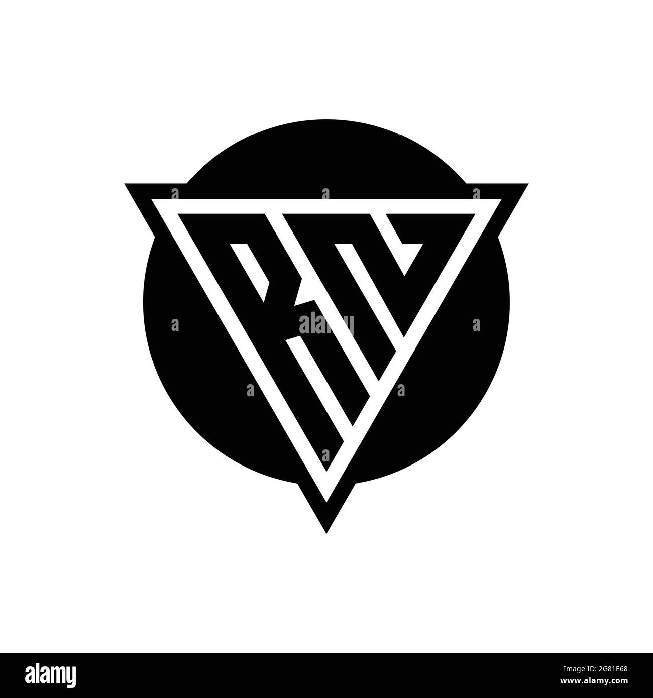 RN logo with negative space triangle and circle shape design template ...