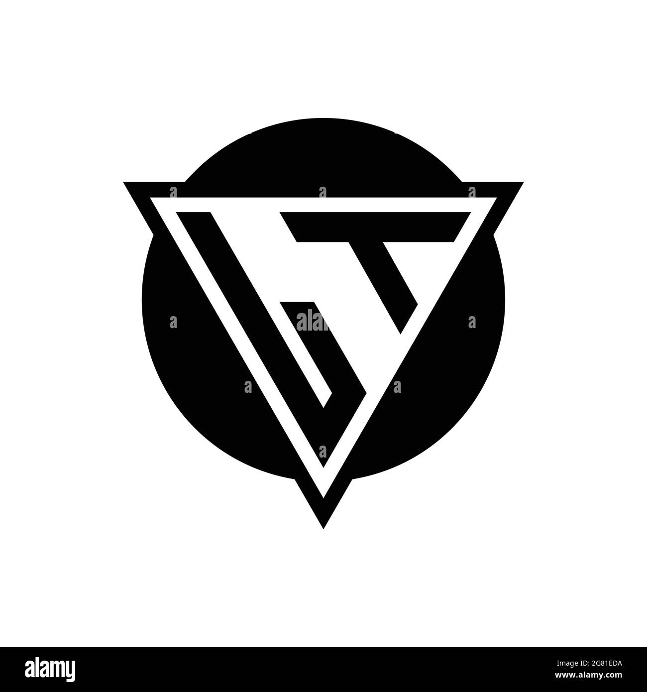 LT logo with negative space triangle and circle shape design template ...