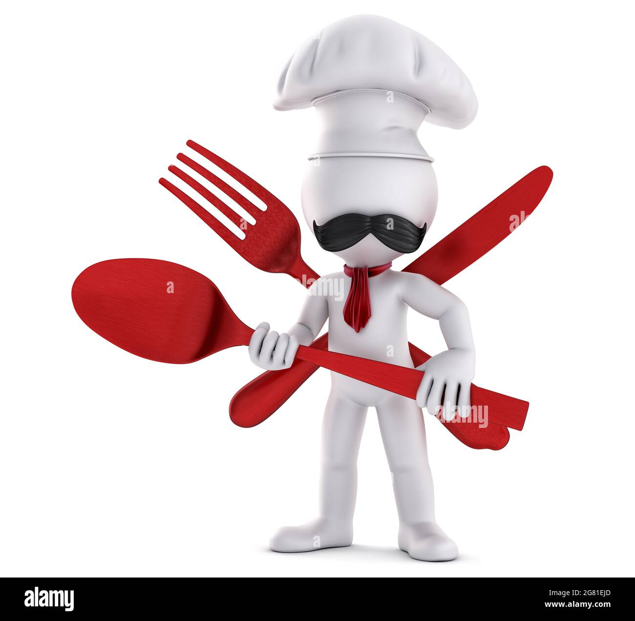 3D Chef with spoon. 3D illustration. Isolated Stock Photo - Alamy