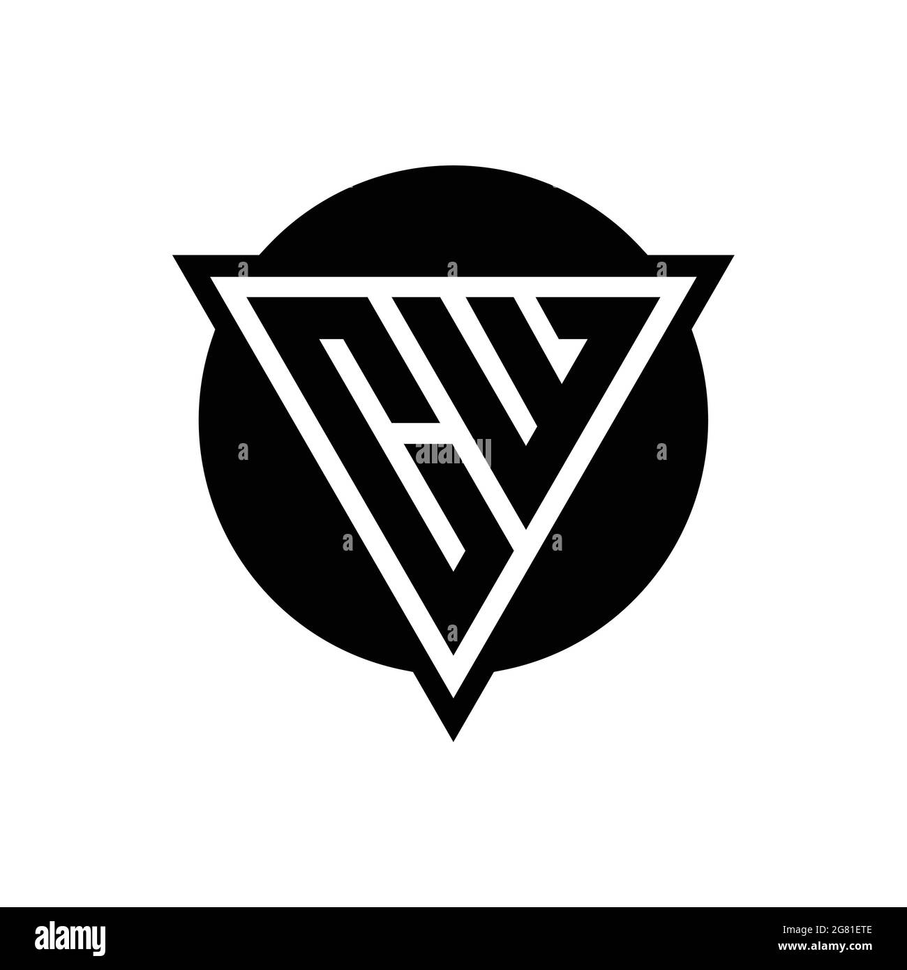 CW logo with negative space triangle and circle shape design template ...