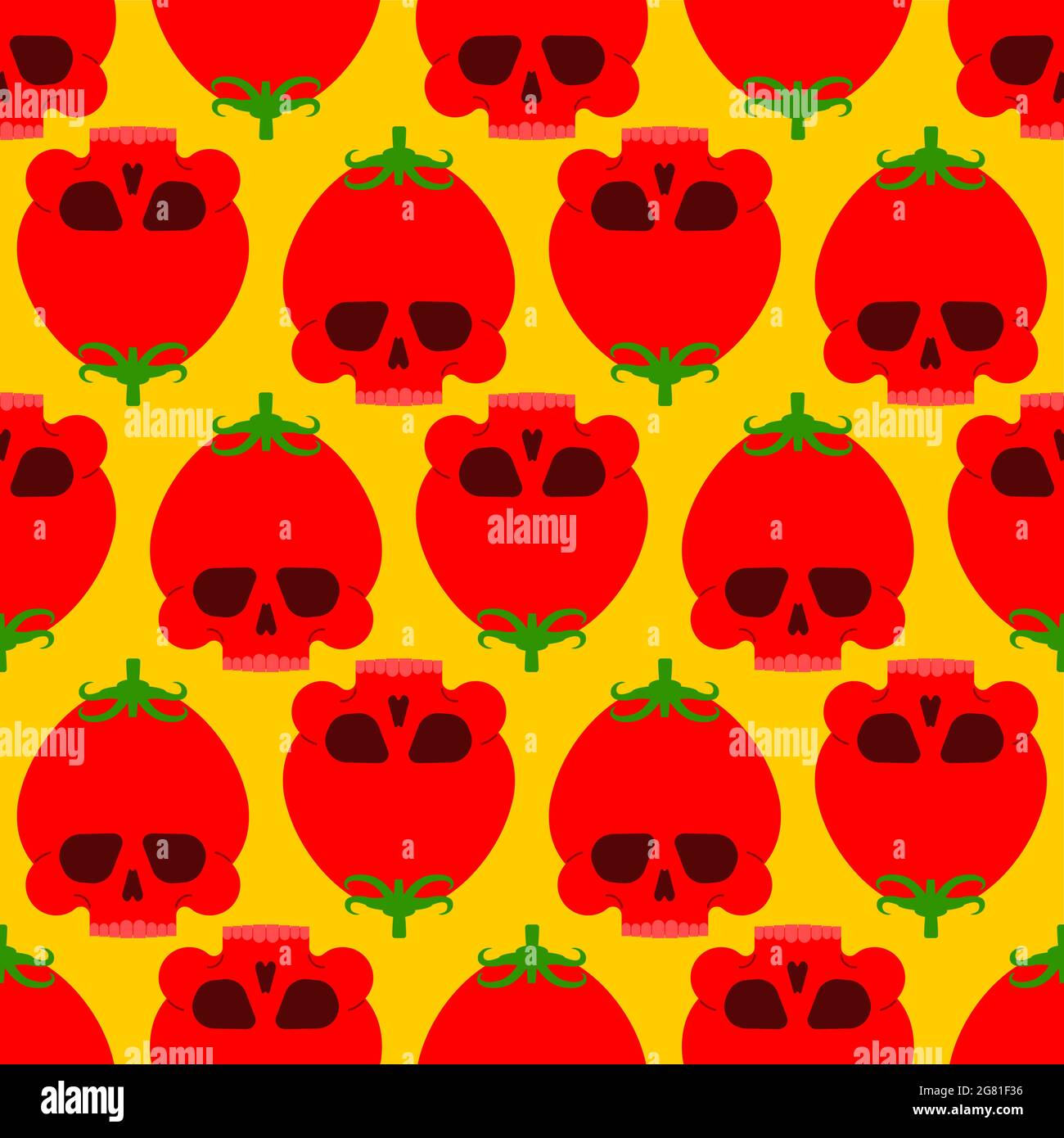 Skull tomato pattern seamless. Deadly scary vegetable vector background ...