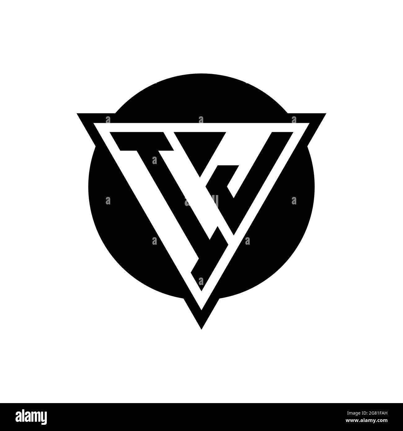 IJ logo with negative space triangle and circle shape design template ...