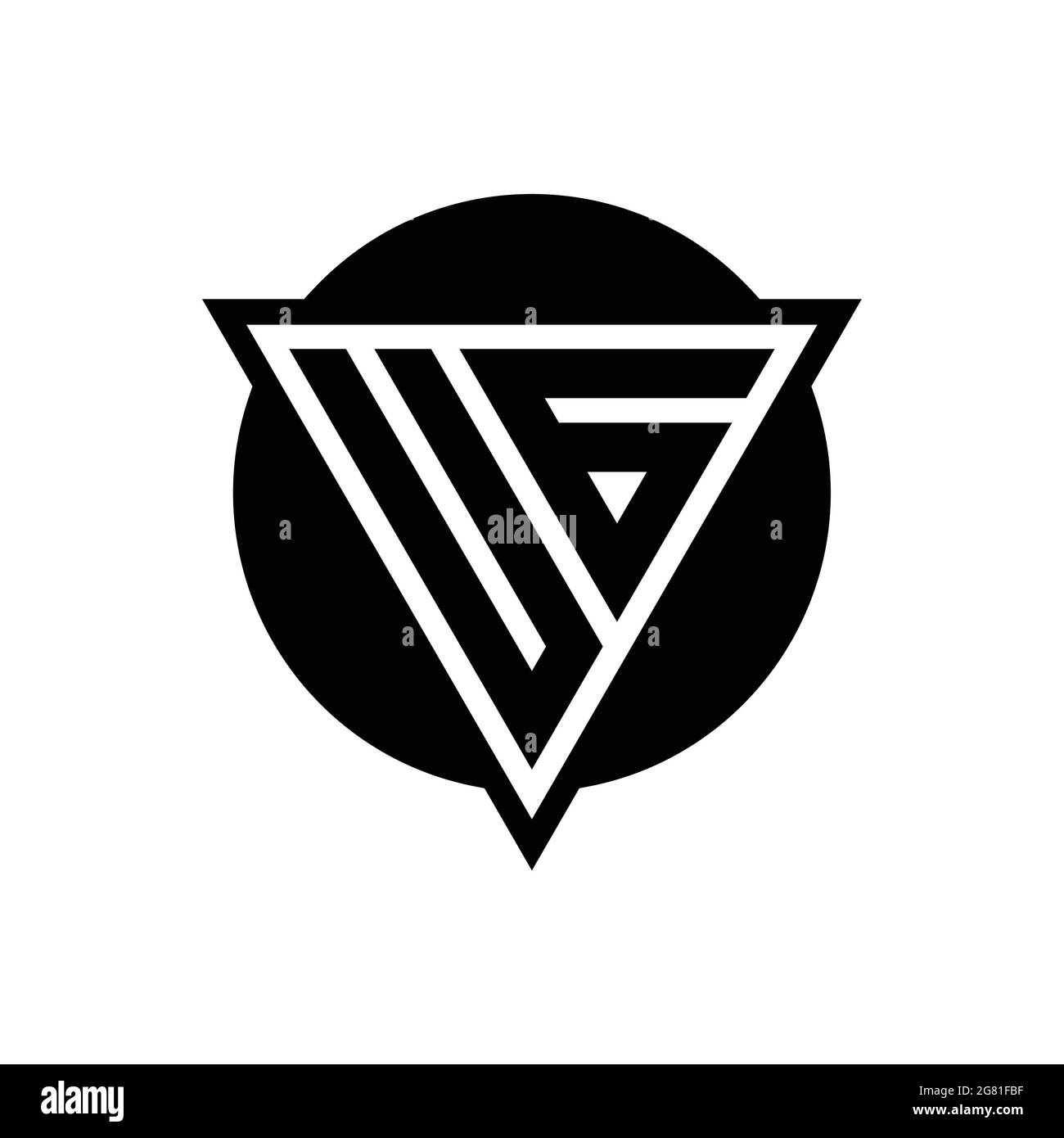 UG logo with negative space triangle and circle shape design template ...