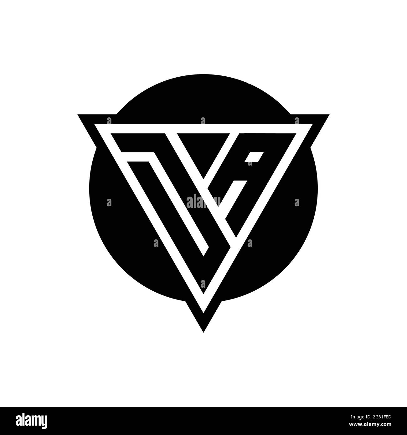 DA logo with negative space triangle and circle shape design template ...