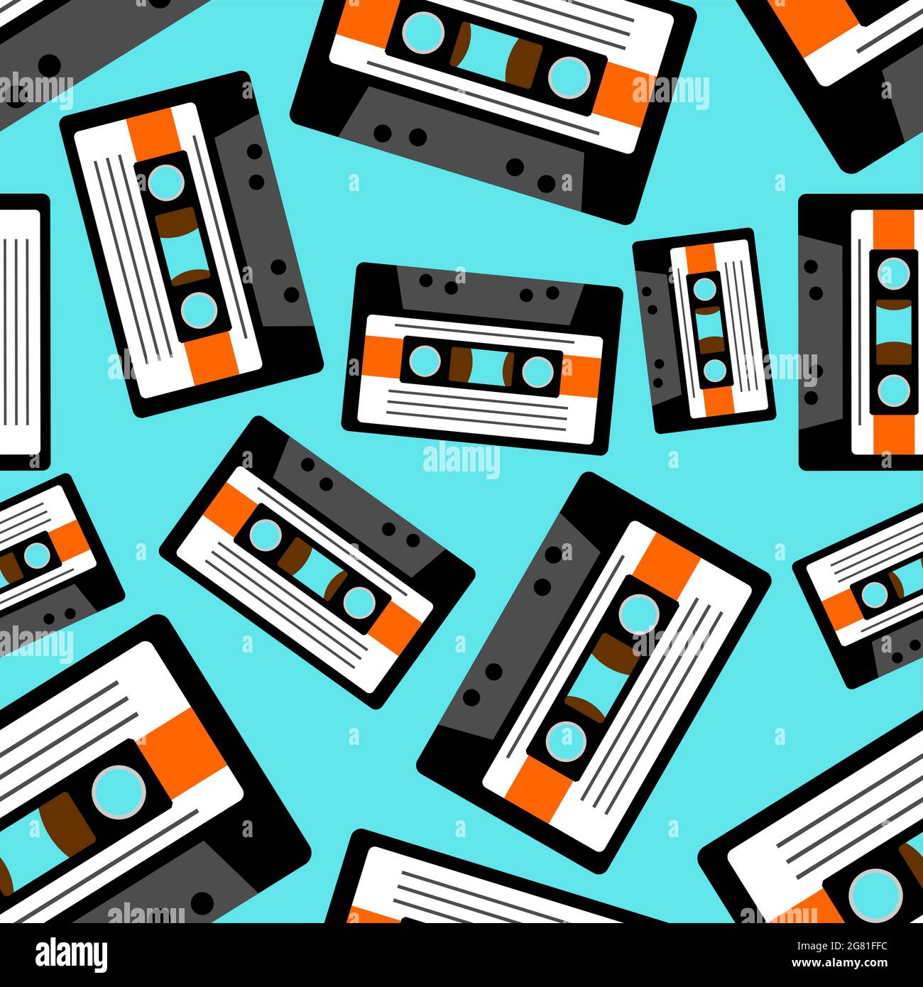 Retro cassette pattern seamless. Boombox cassette for tape recorder ...