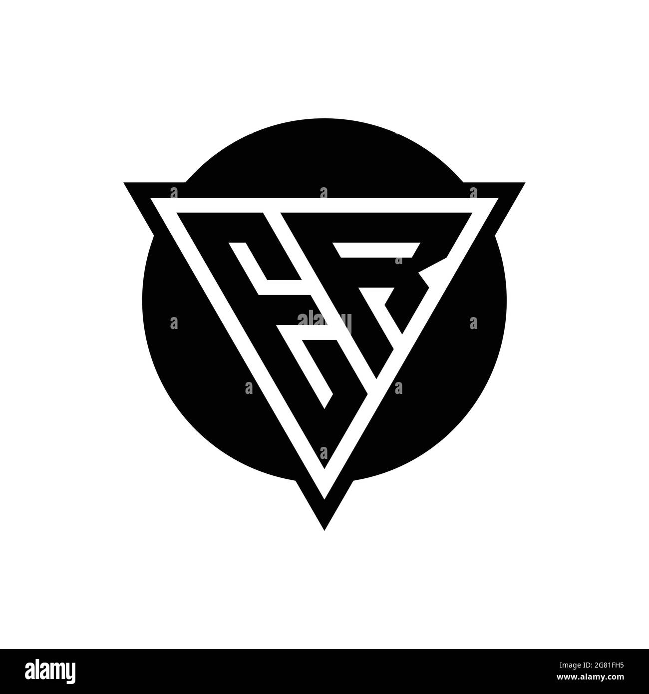 ER logo with negative space triangle and circle shape design template ...