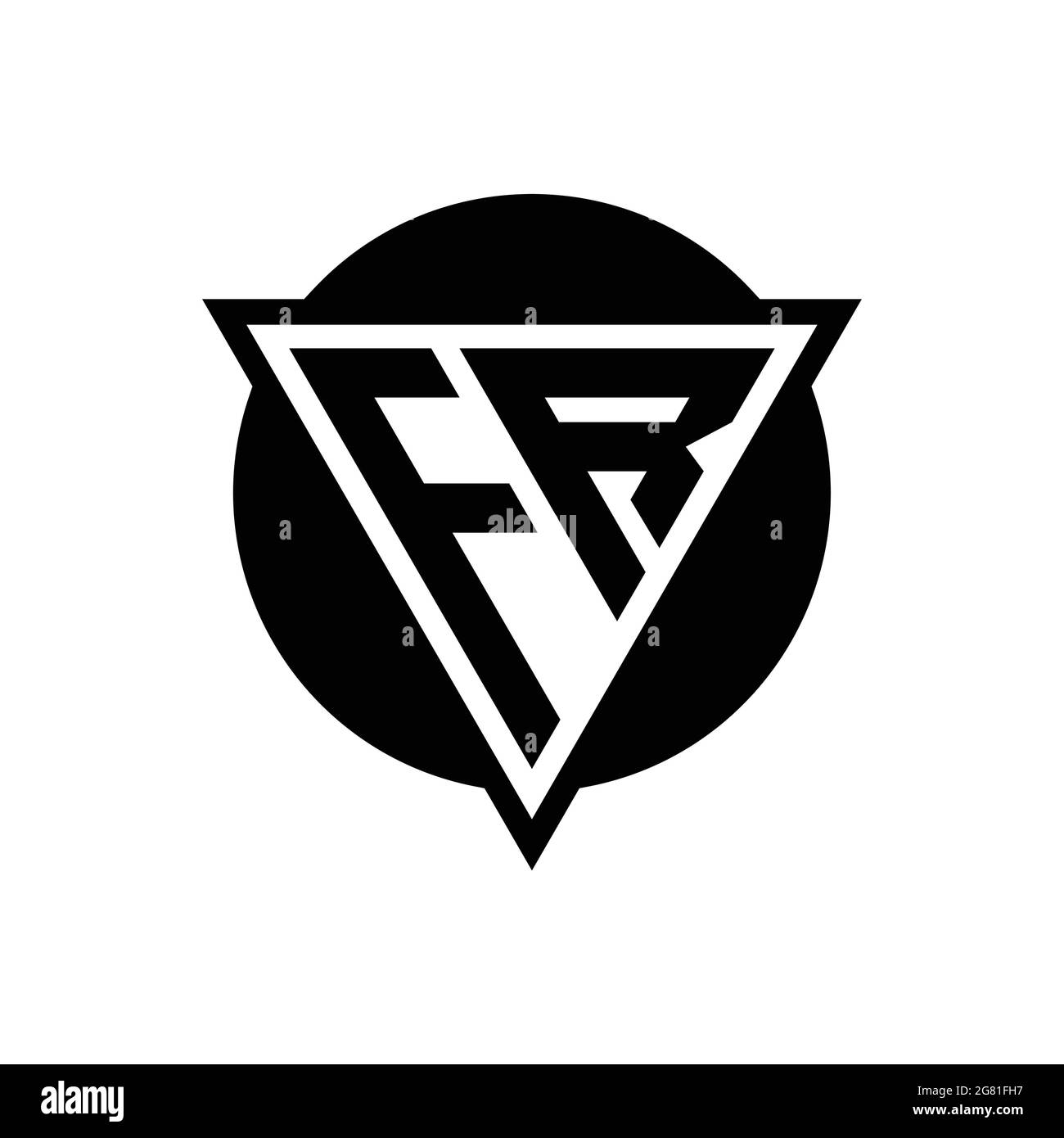 FR logo with negative space triangle and circle shape design template ...