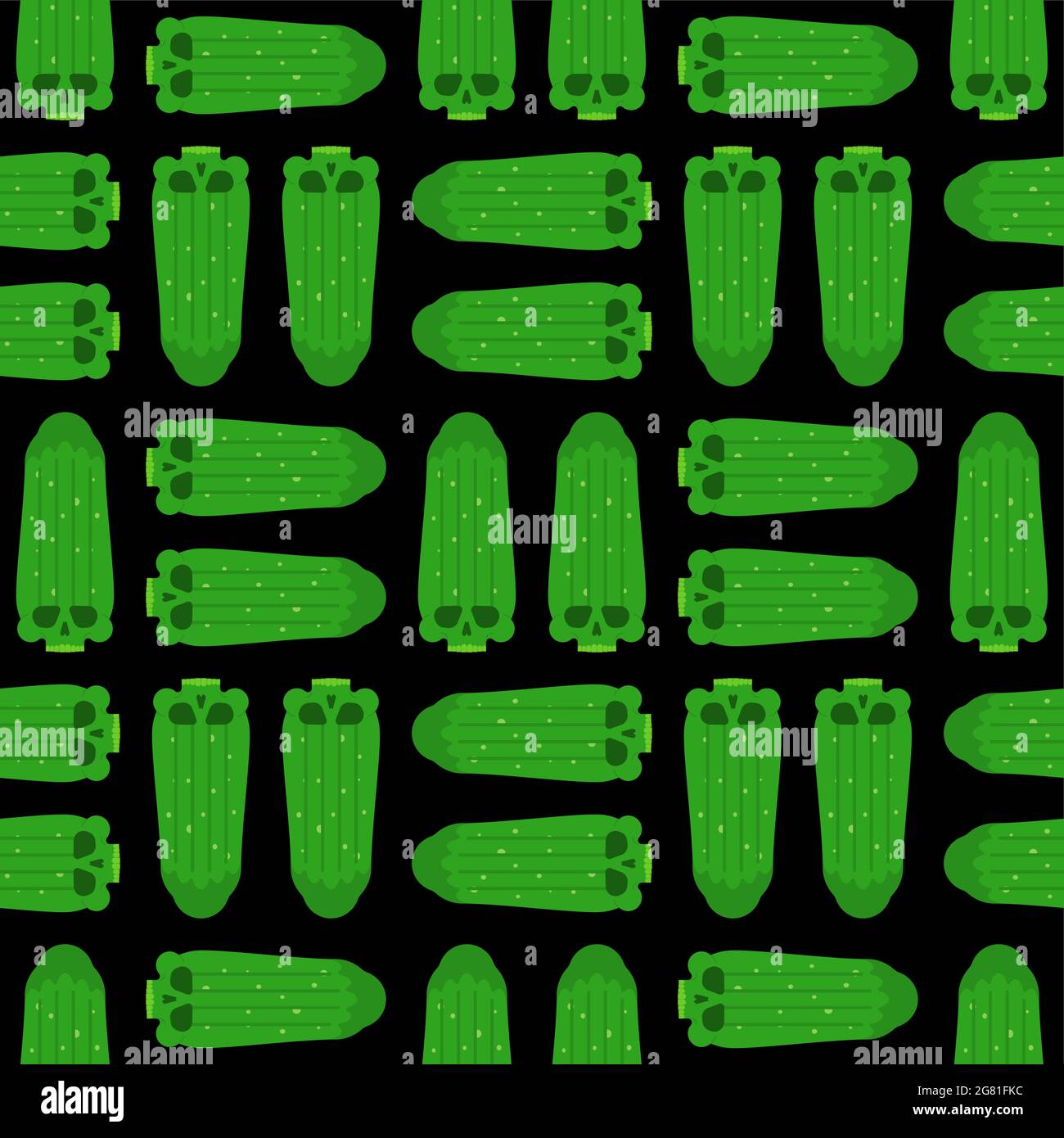 Skull Cucumber pattern seamless. Deadly scary vegetable background ...