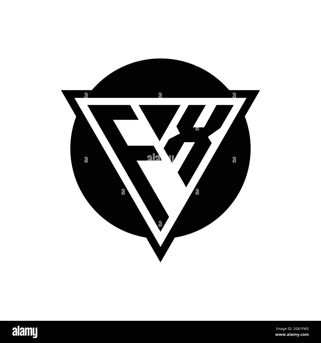 FX logo with negative space triangle and circle shape design template ...