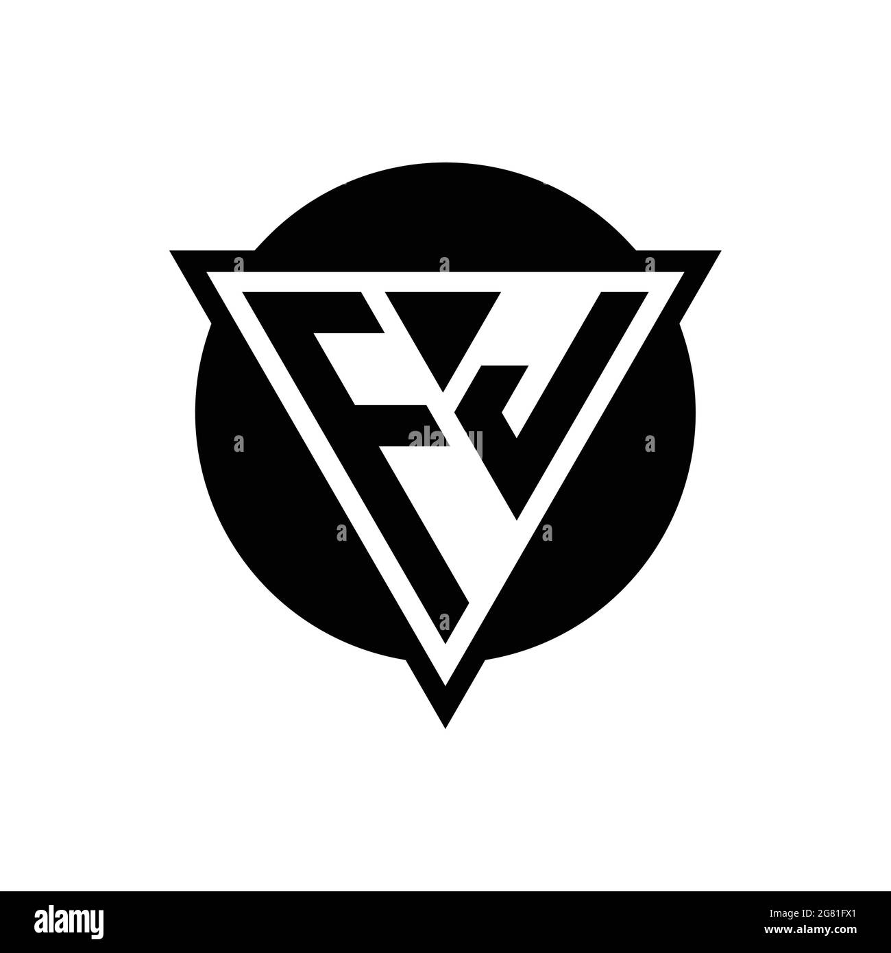 FJ logo with negative space triangle and circle shape design template ...