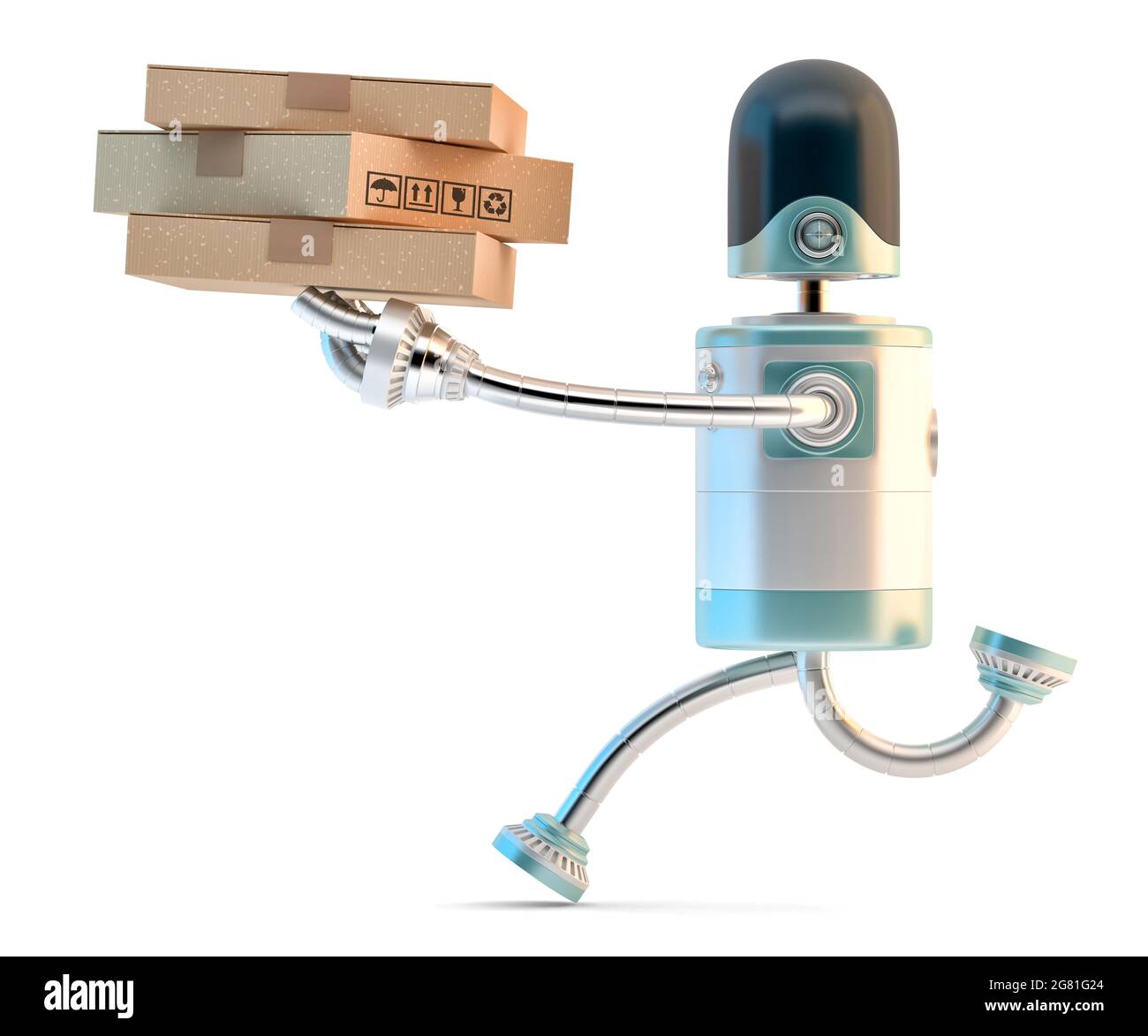 Delivery Robot. 3D illustration. Isolated on white Stock Photo - Alamy