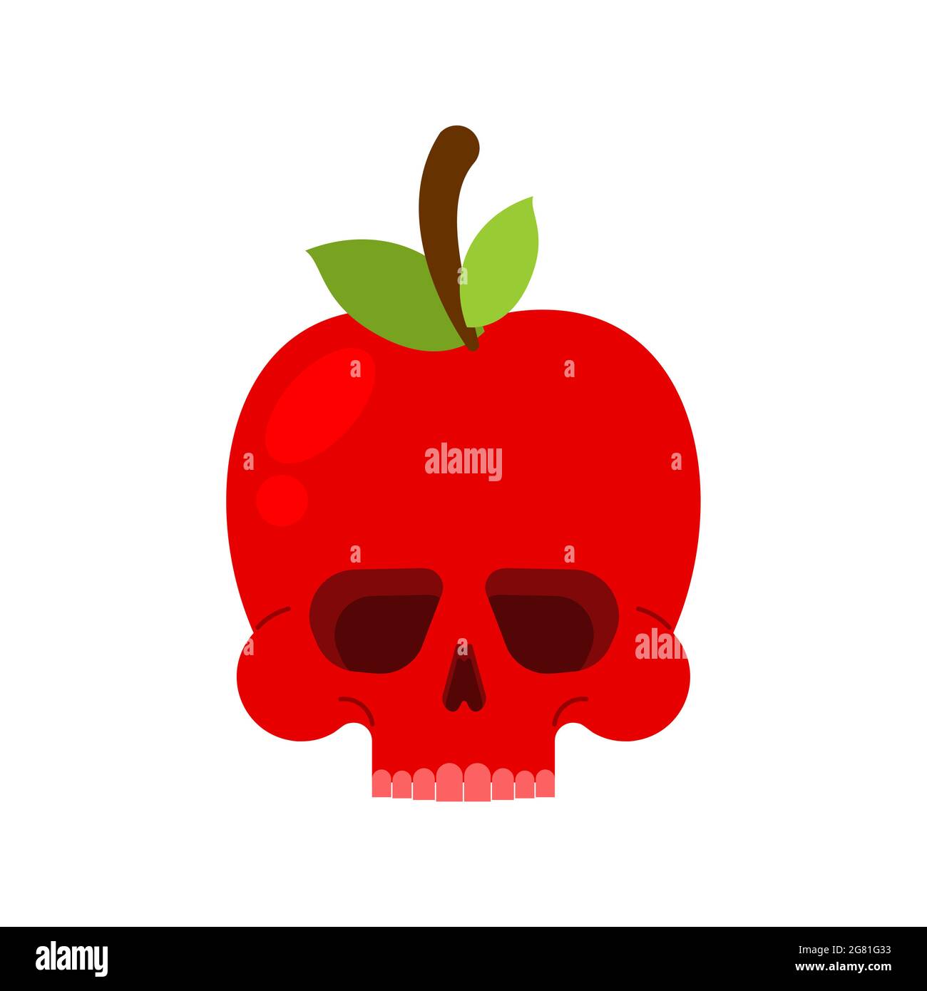 Skull apple isolated. skeleton Deadly scary fruit vector illustration ...