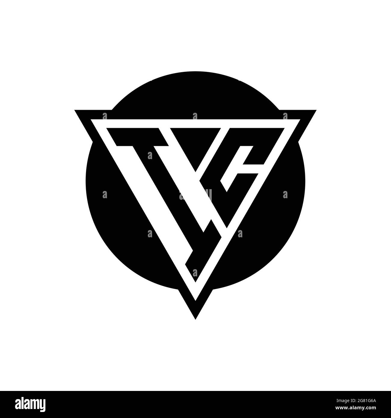 IC logo with negative space triangle and circle shape design template ...