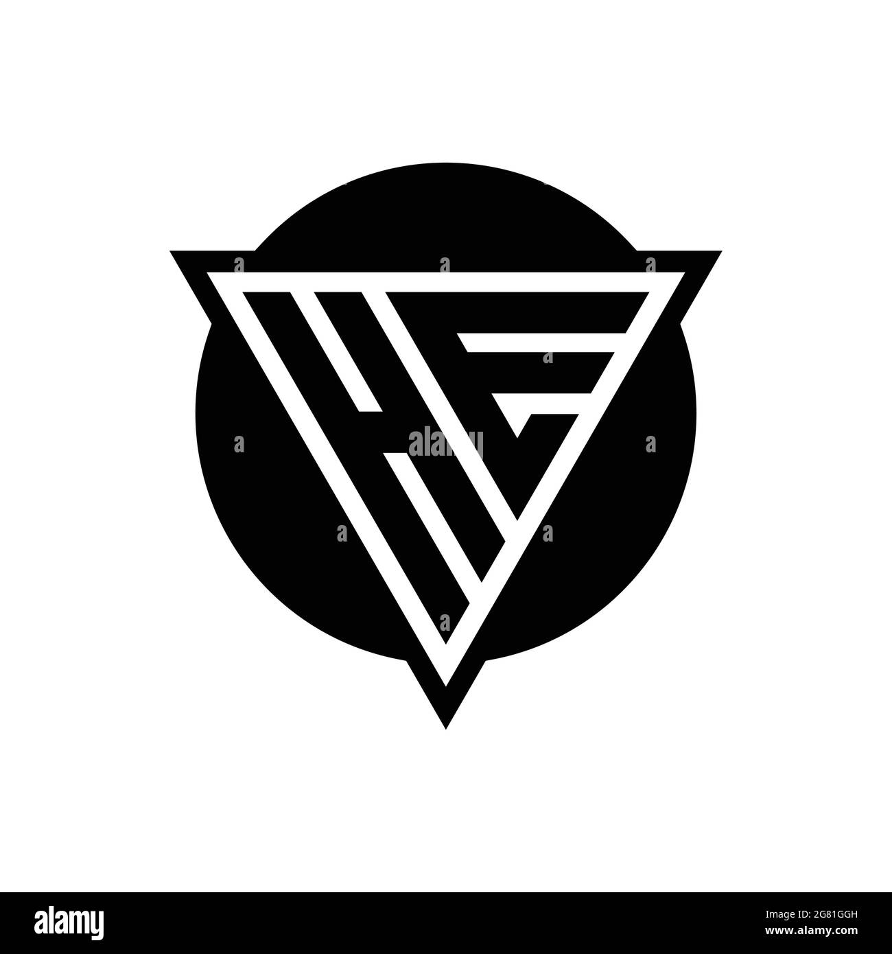 HE logo with negative space triangle and circle shape design template ...