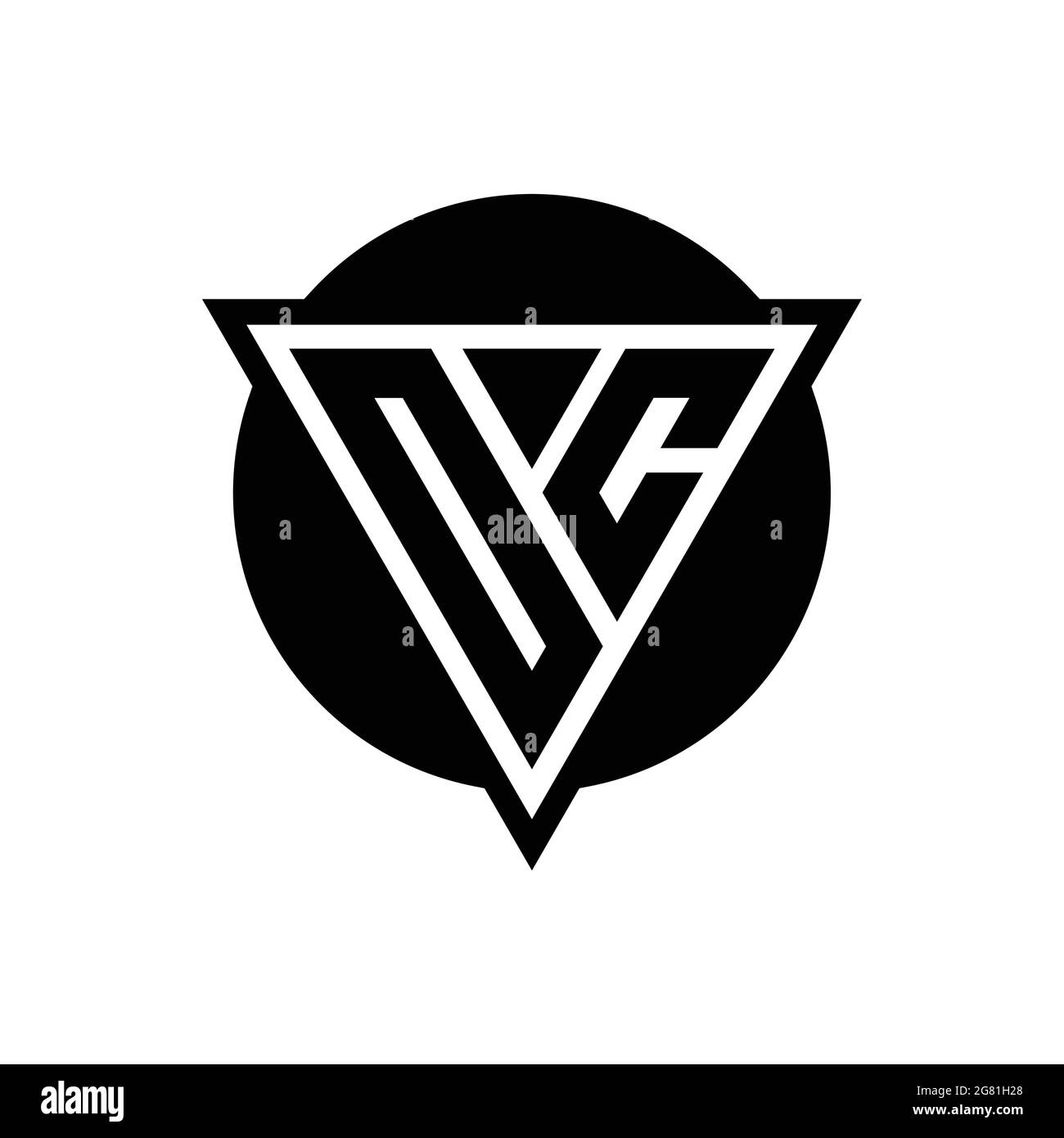 OC logo with negative space triangle and circle shape design template ...