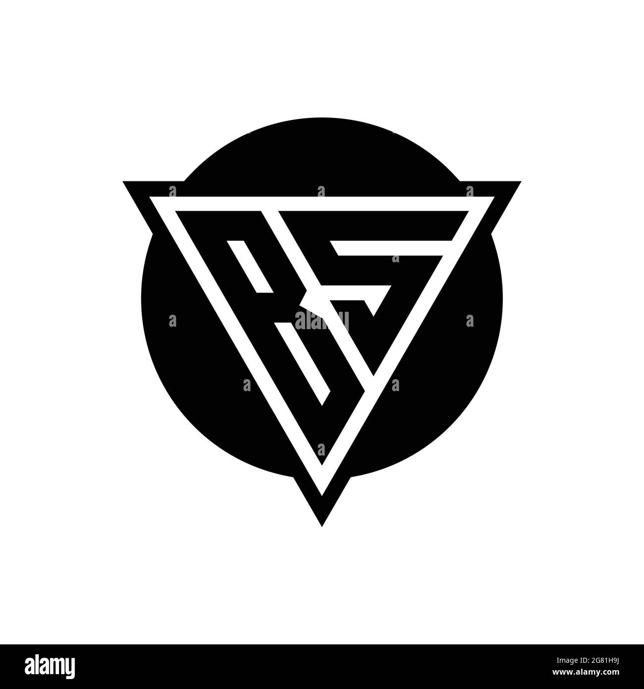 BS logo with negative space triangle and circle shape design template ...