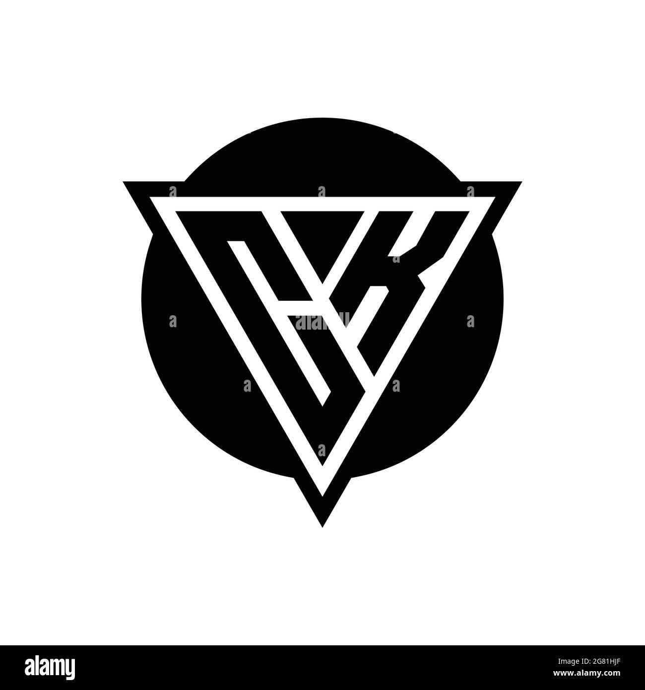 CK logo with negative space triangle and circle shape design template ...