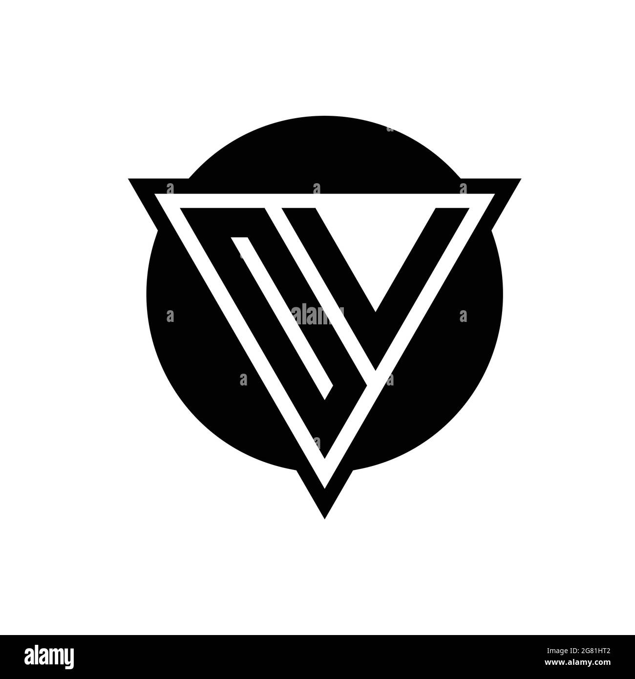OV logo with negative space triangle and circle shape design template ...
