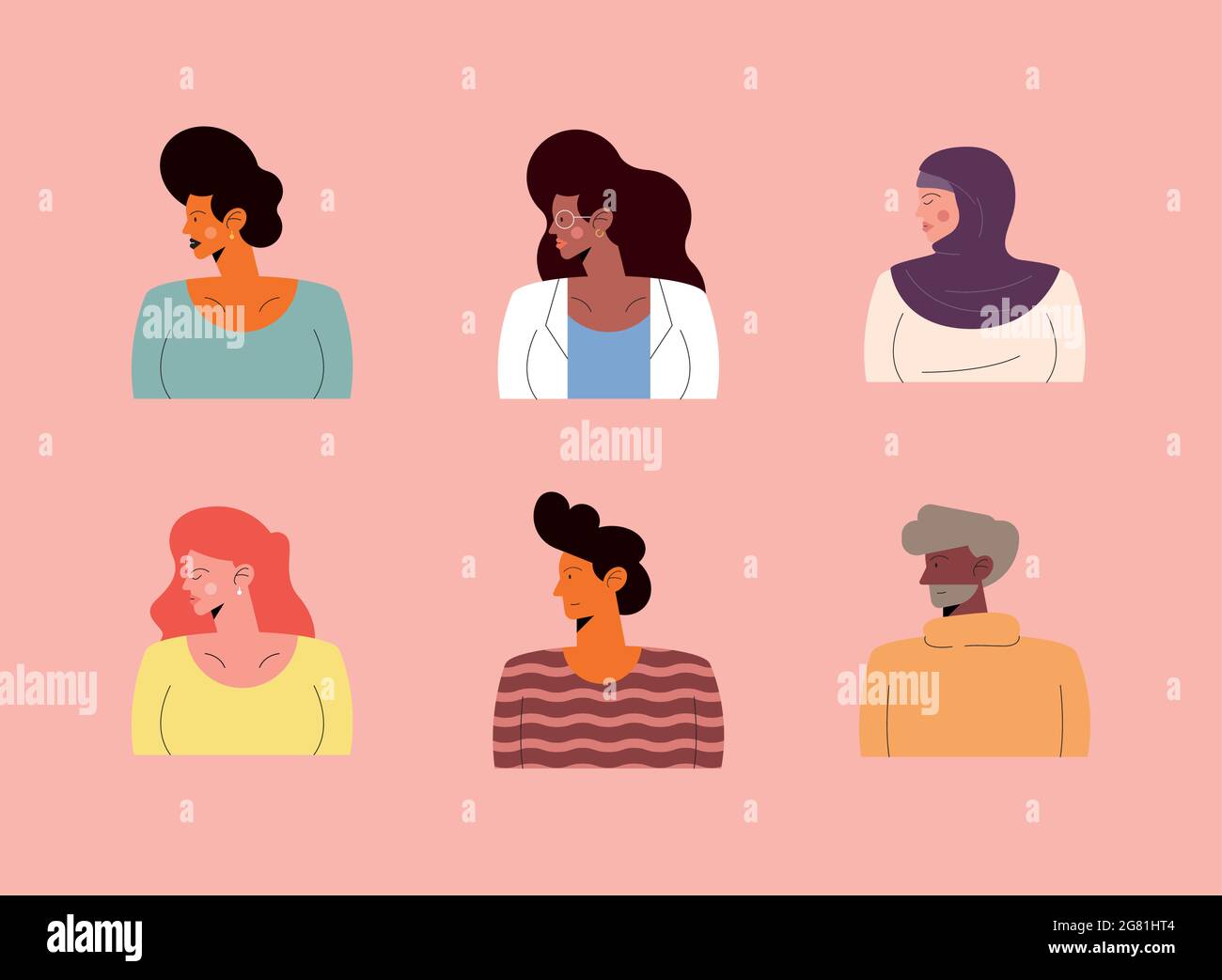 six persons of different races characters Stock Vector Image & Art - Alamy