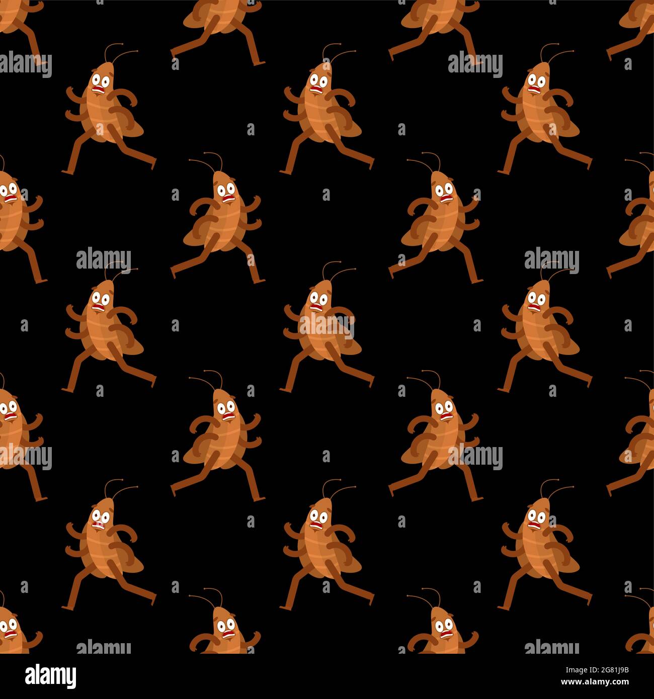 Cockroach cartoon pattern seamless. House beetle run background. vector ...