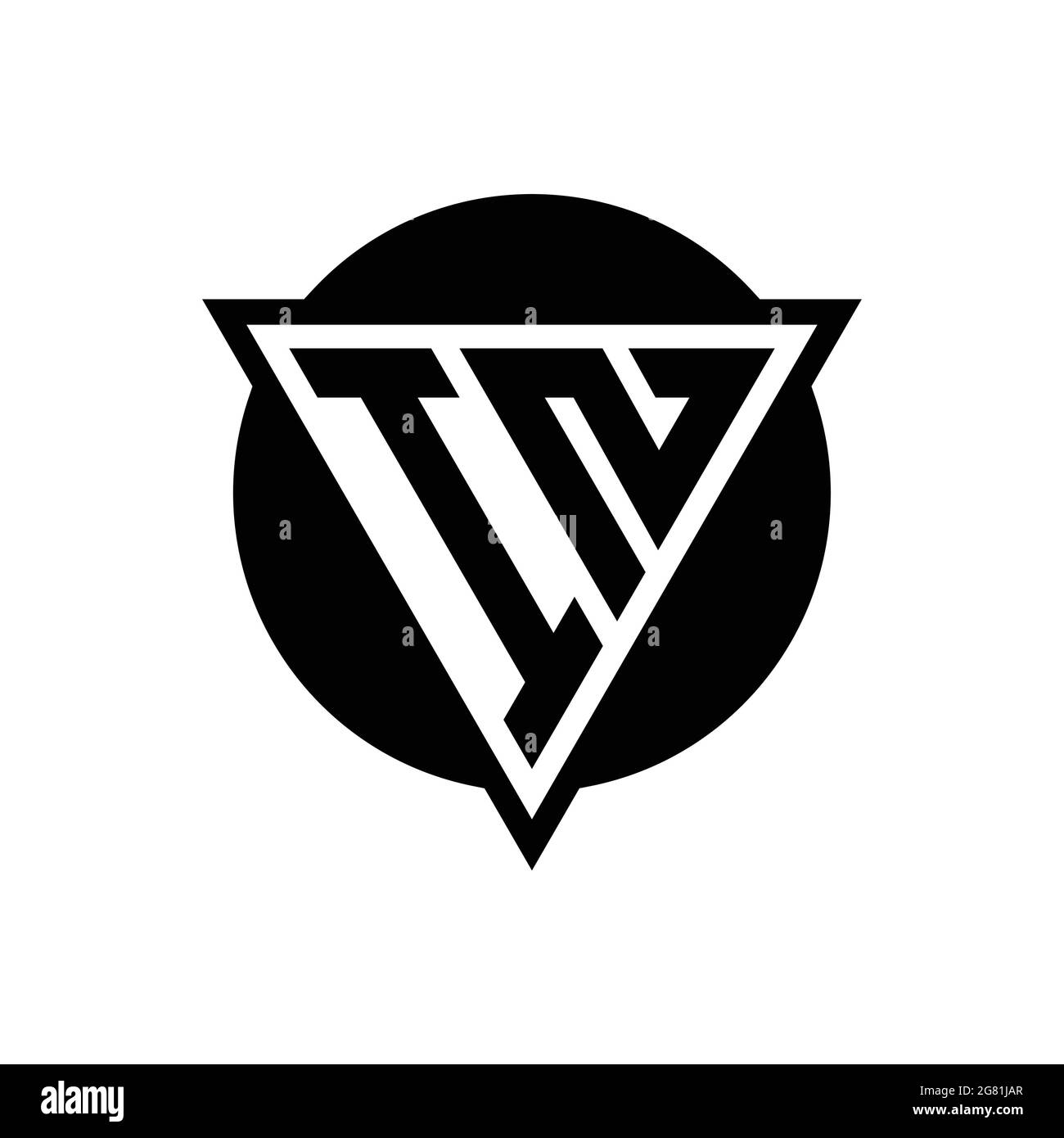 IN logo with negative space triangle and circle shape design template ...