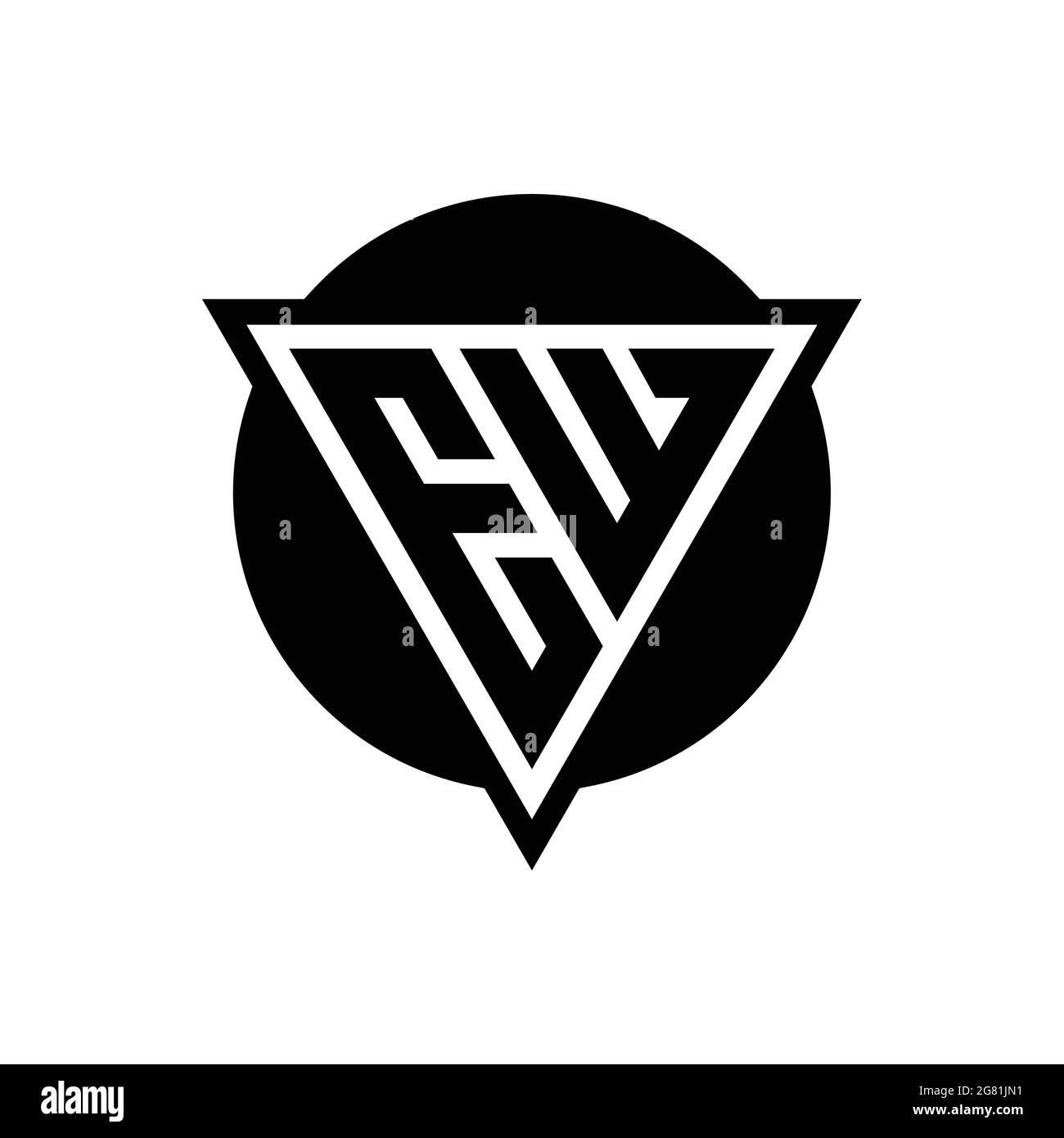 EW logo with negative space triangle and circle shape design template ...