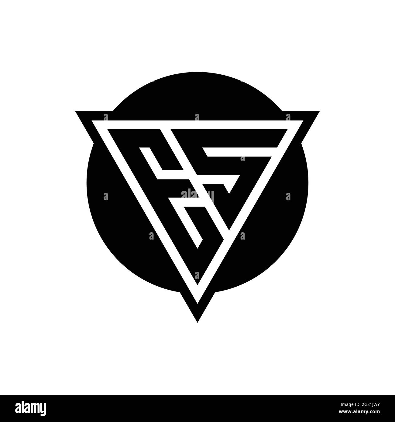 ES logo with negative space triangle and circle shape design template ...