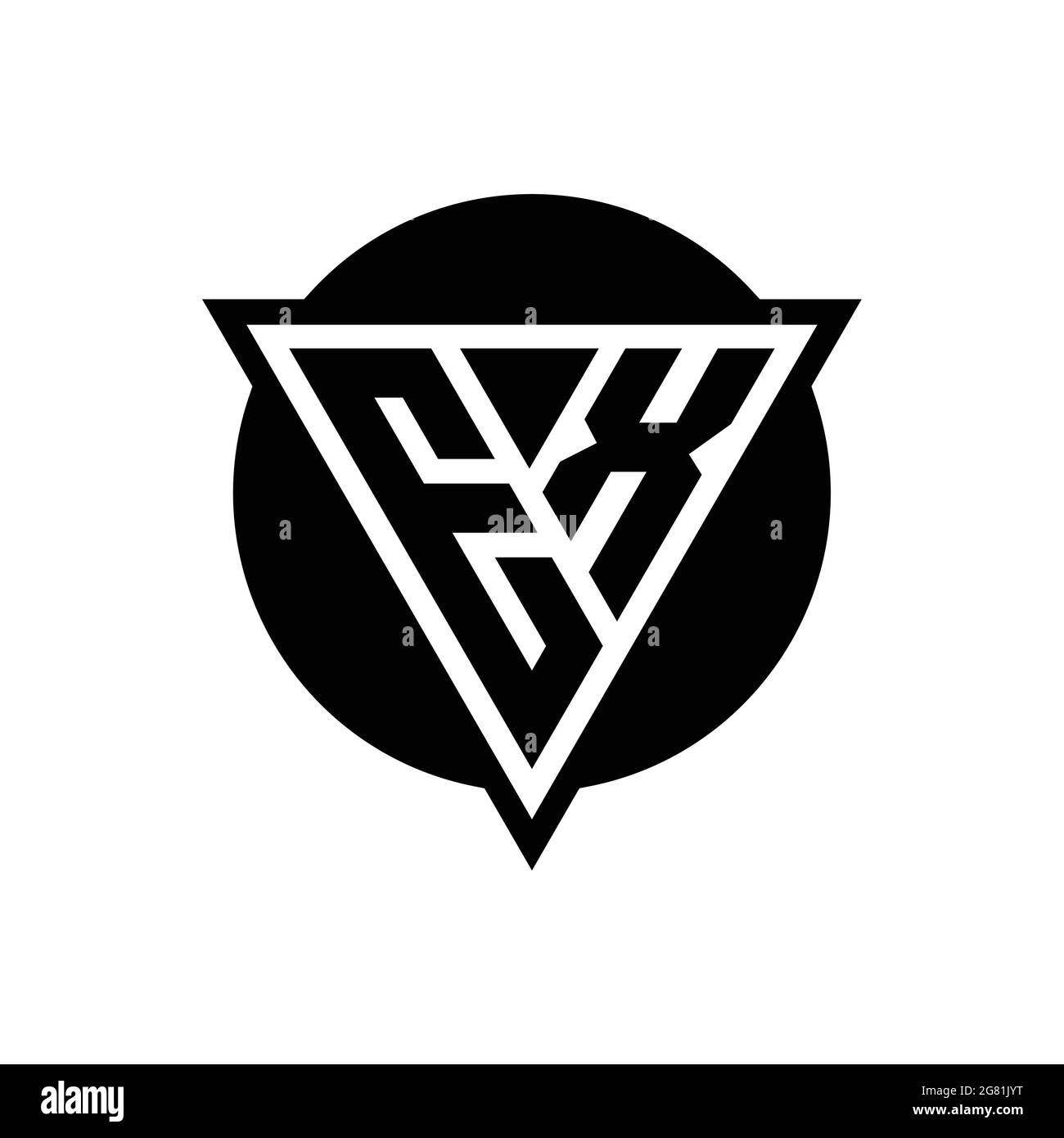 EX logo with negative space triangle and circle shape design template ...