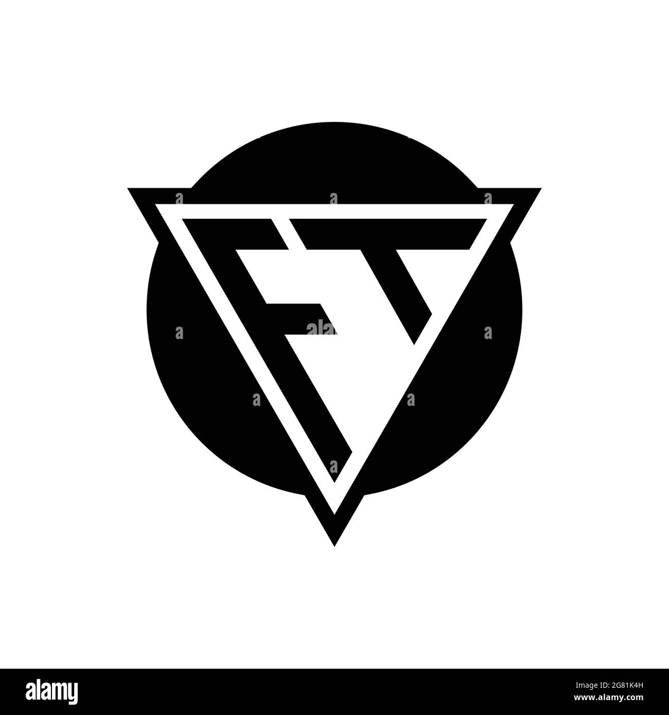 FT logo with negative space triangle and circle shape design template ...
