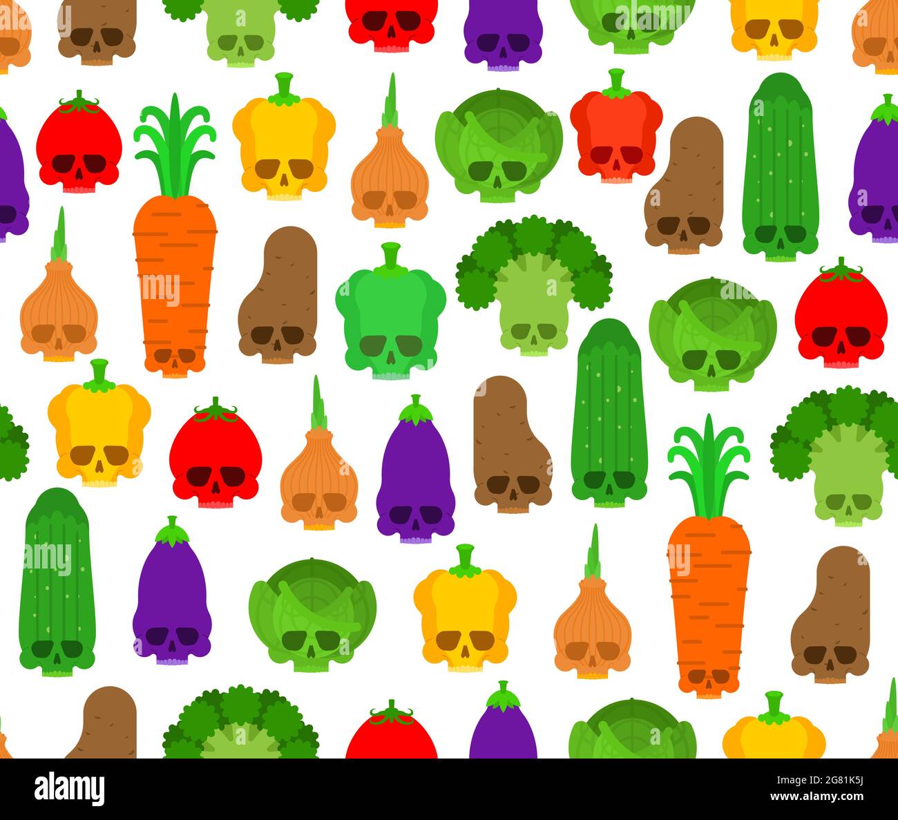 Skull vegetables pattern seamless. Deadly scary vegetable background ...