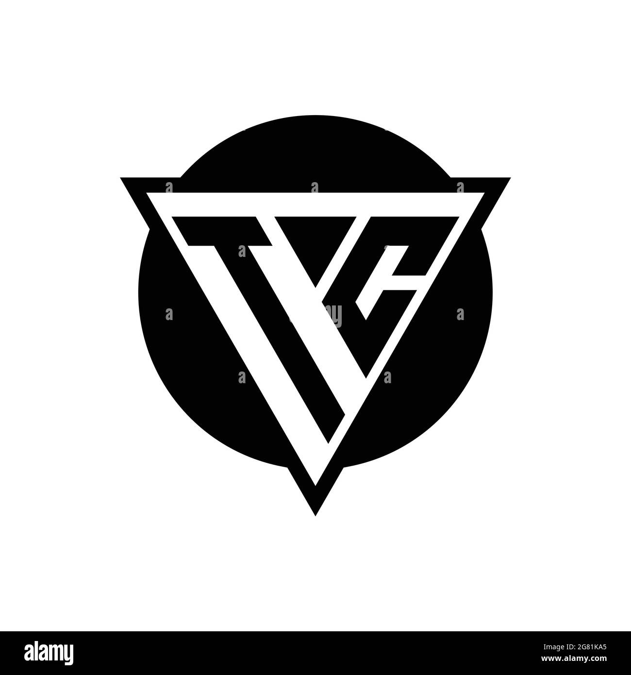 TC logo with negative space triangle and circle shape design template ...