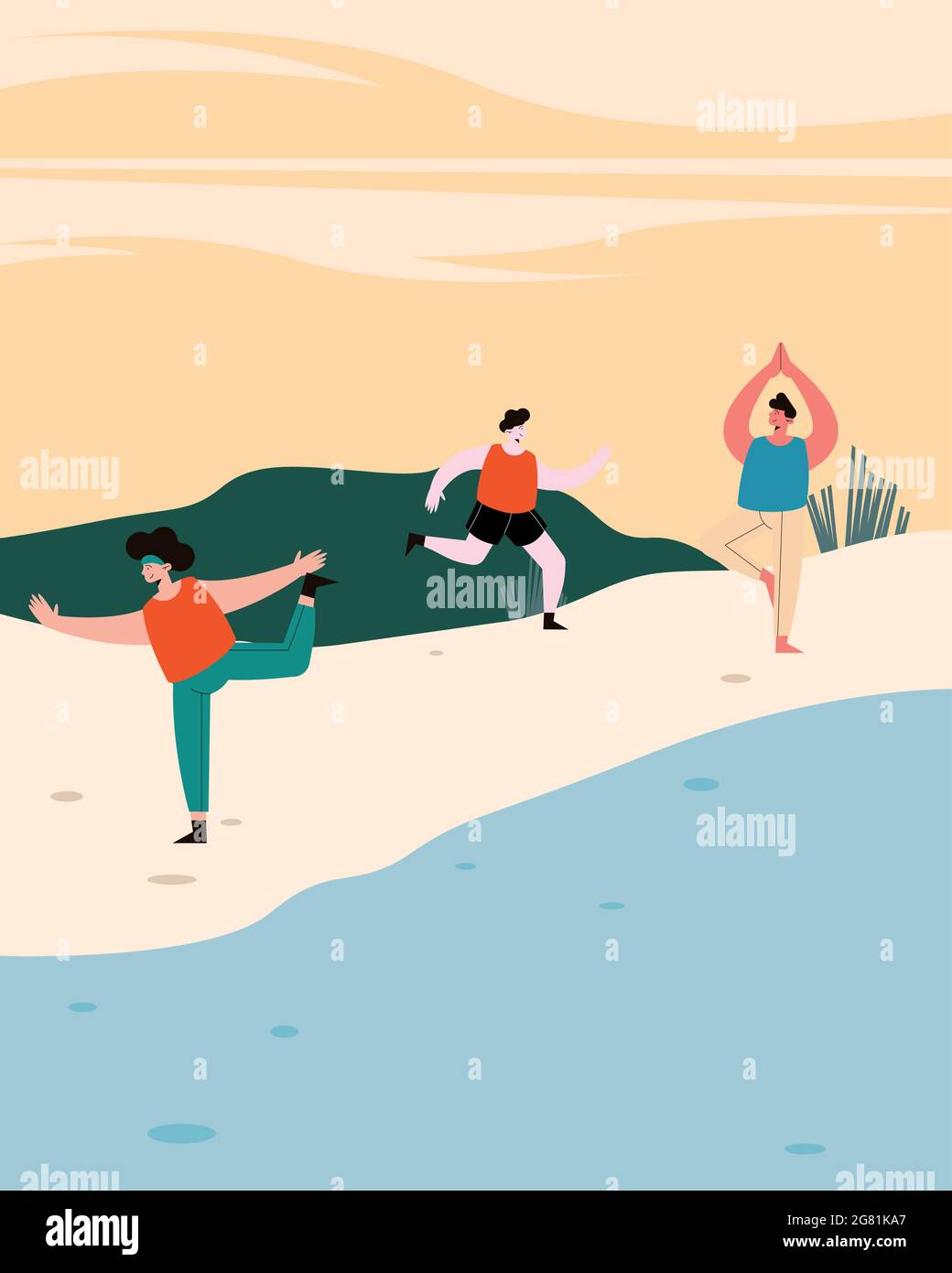 Exercising on beach Stock Vector Images - Alamy