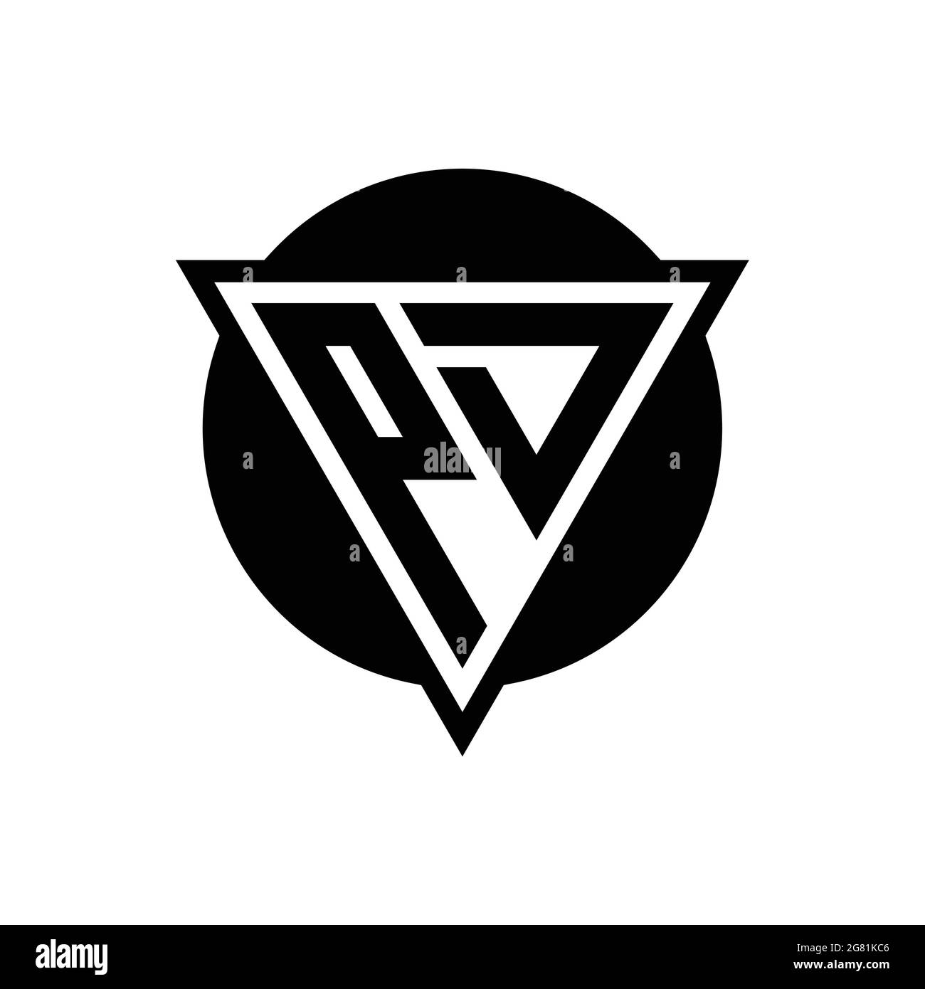 PD logo with negative space triangle and circle shape design template ...