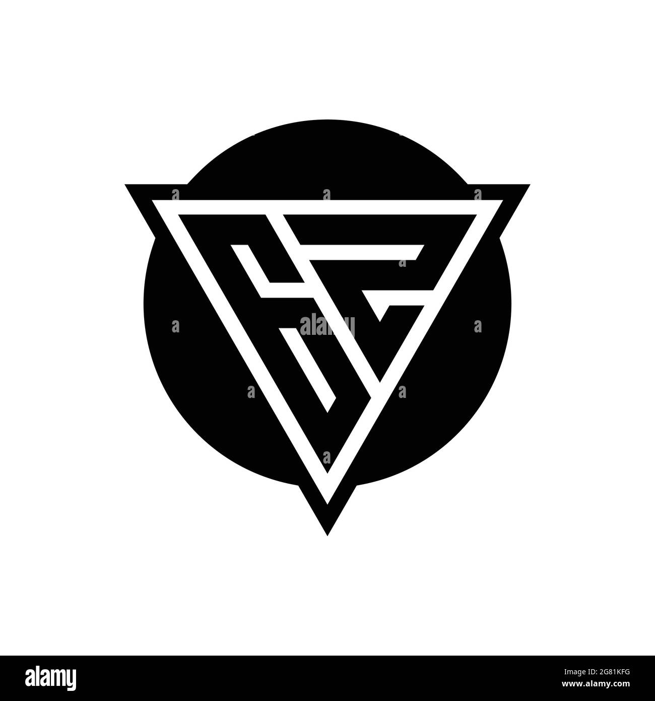 GZ logo with negative space triangle and circle shape design template ...
