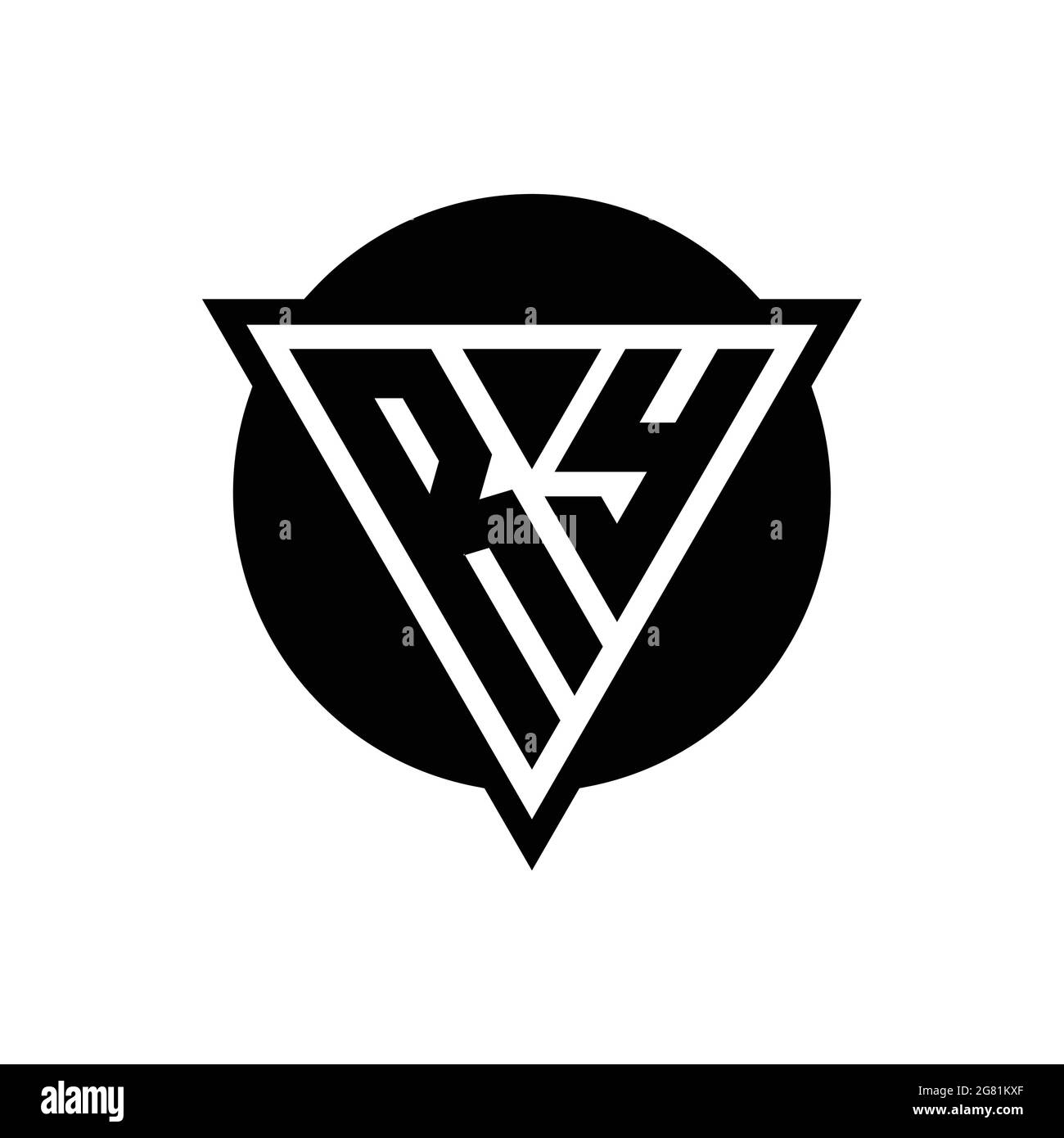 RY logo with negative space triangle and circle shape design template ...