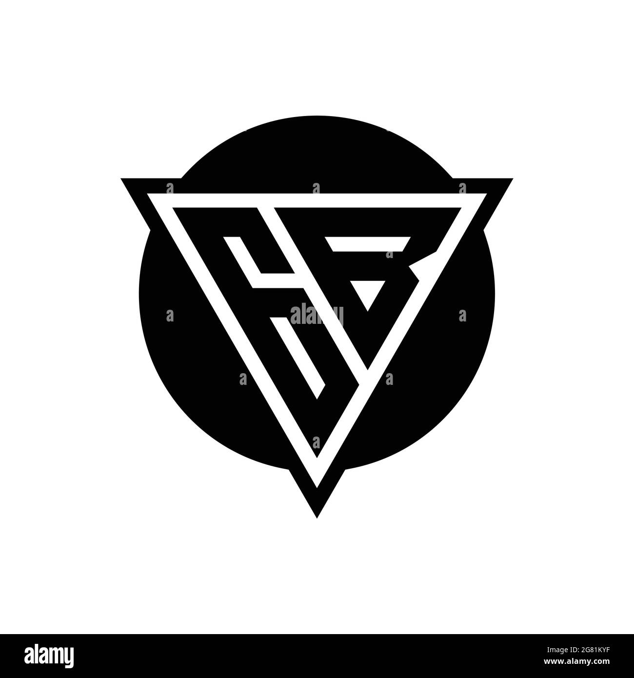GB logo with negative space triangle and circle shape design template ...