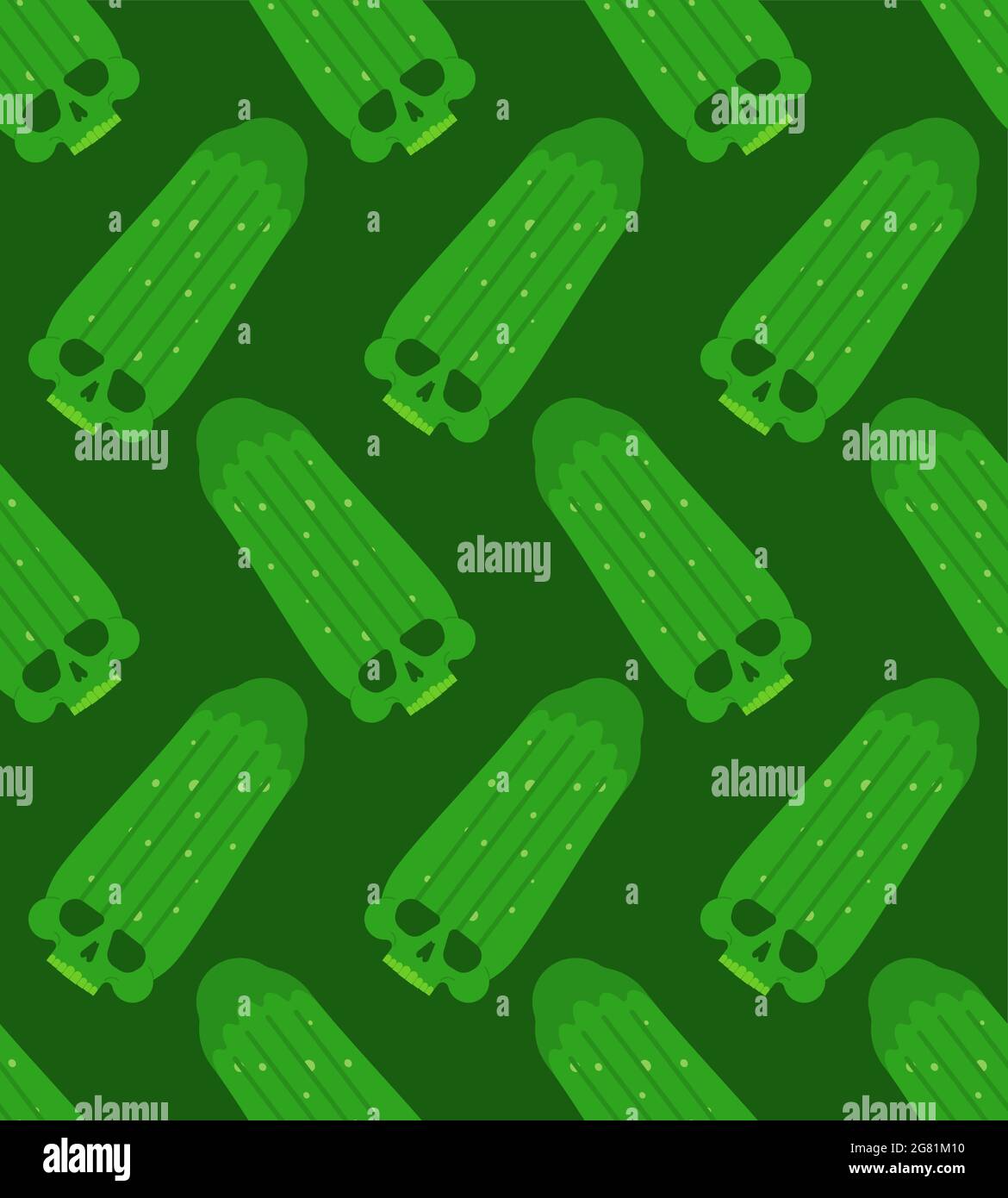 Skull Cucumber pattern seamless. Deadly scary vegetable background ...