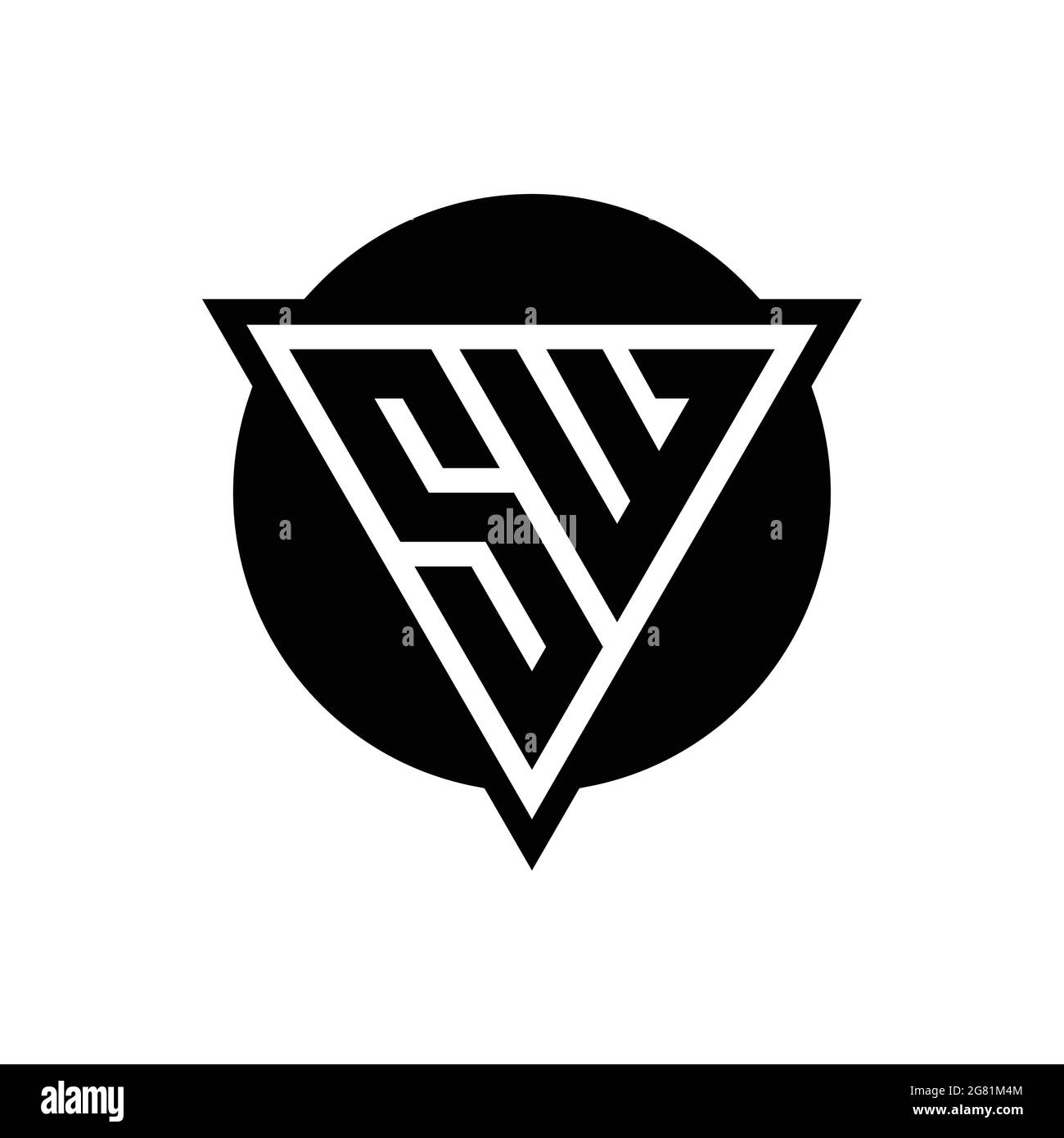 SW logo with negative space triangle and circle shape design template ...