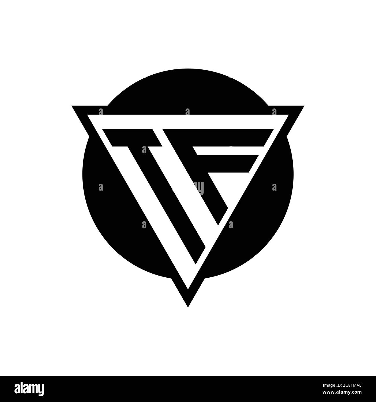 TF logo with negative space triangle and circle shape design template ...