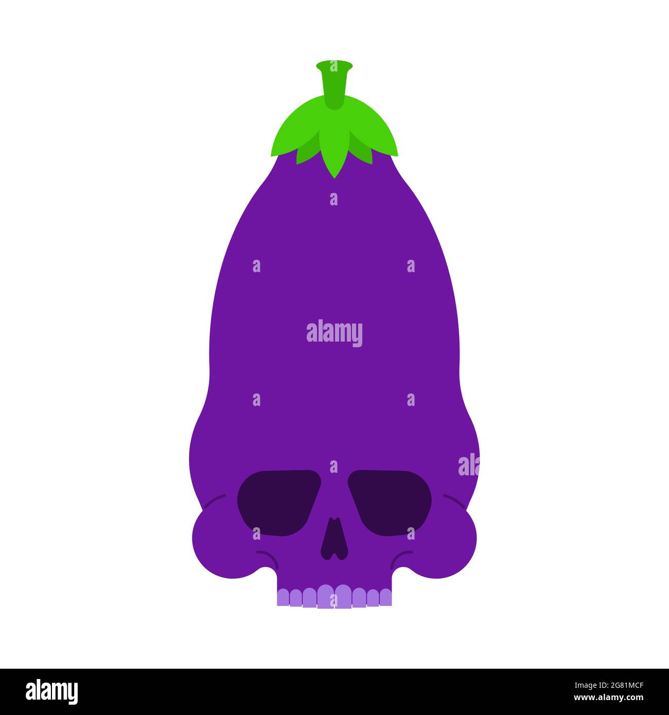 Skull eggplant isolated. aubergine skeleton. Deadly scary vegetable ...