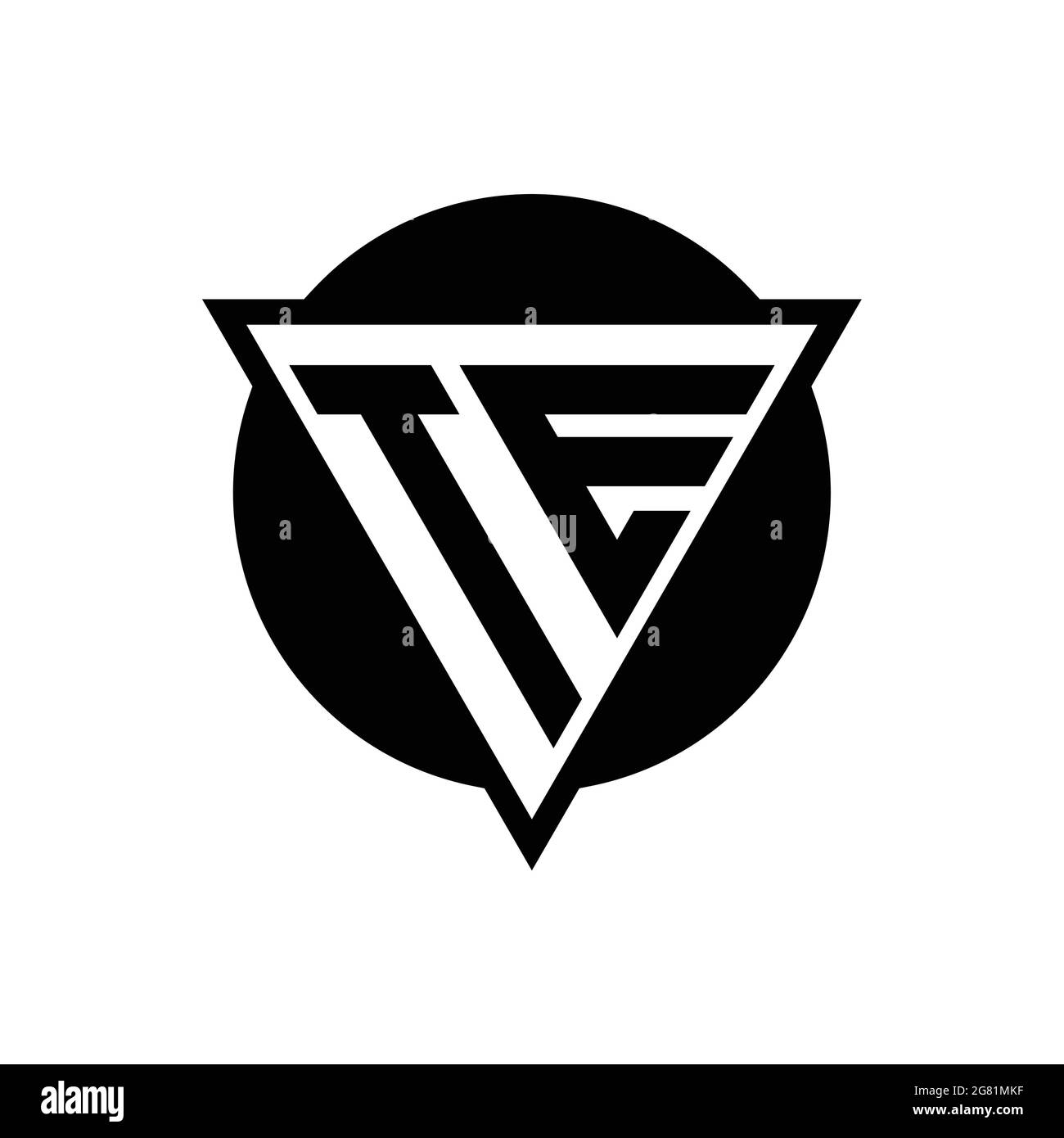 TE logo with negative space triangle and circle shape design template ...