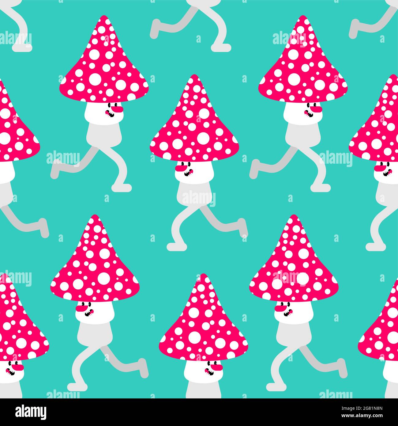 Running mushroom pattern seamless. Fly agaric run background Stock ...